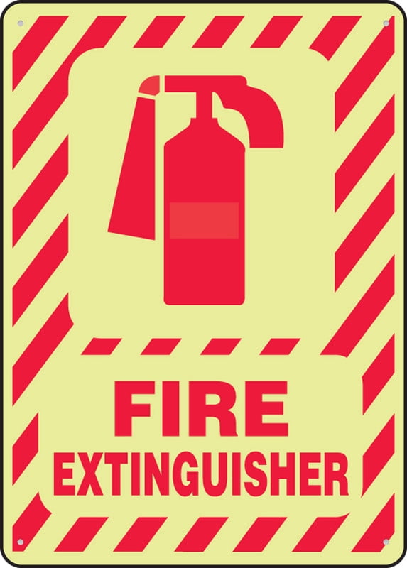 Glow In The Dark Safety Sign Fire Extinguisher 8X12 Inch Rust Free ...