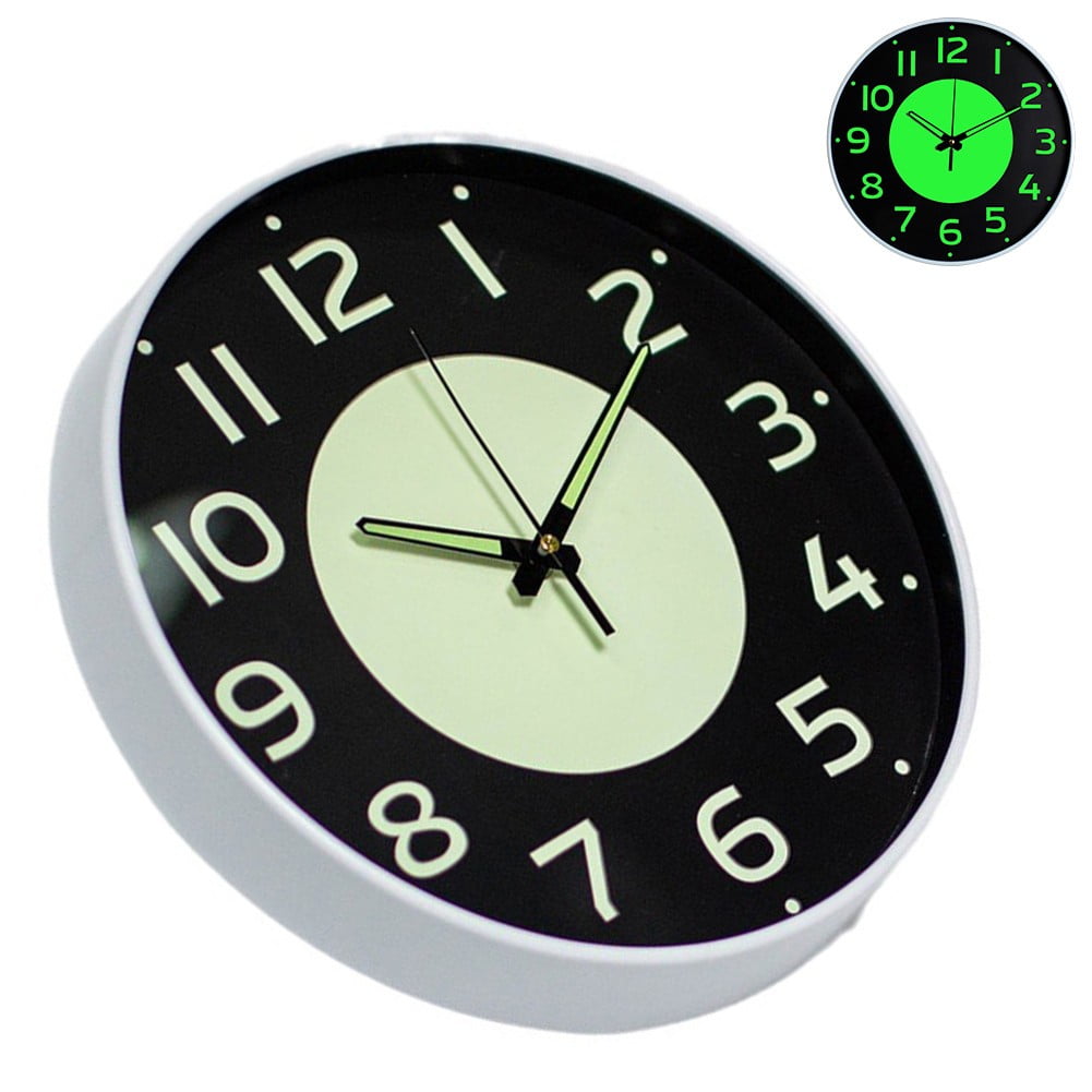 Glow In The Dark Wall Clock With Silent Operation Perfect For Bedrooms ...