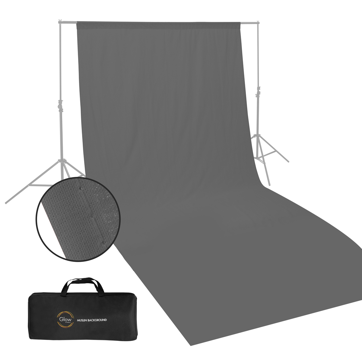 G.L.O.W., Grey Muslin Background 10x20, Photography Fabric, Seamless ...