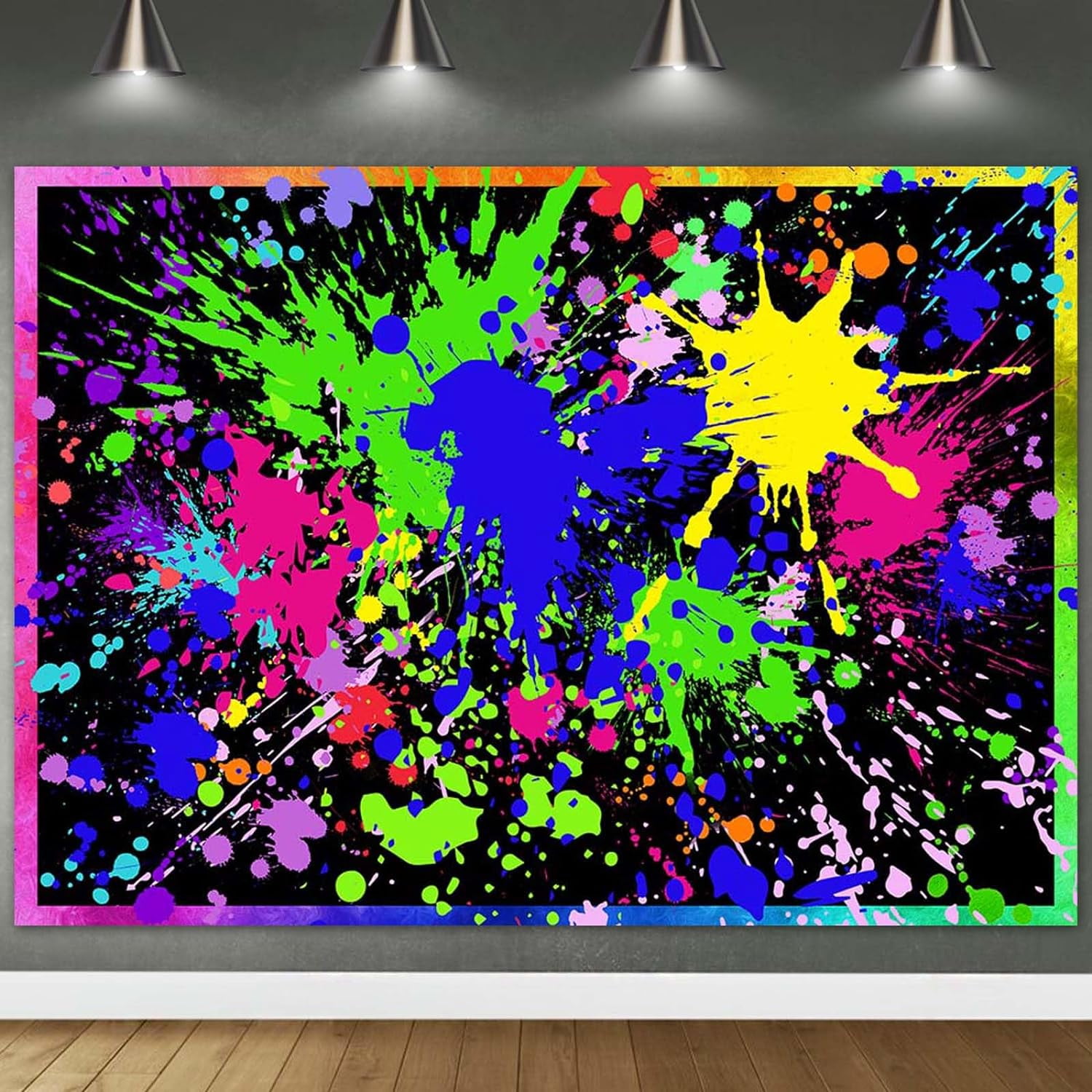 Glow Neon Party Backdrop Glow in The Dark Background Colorful Graffiti ...