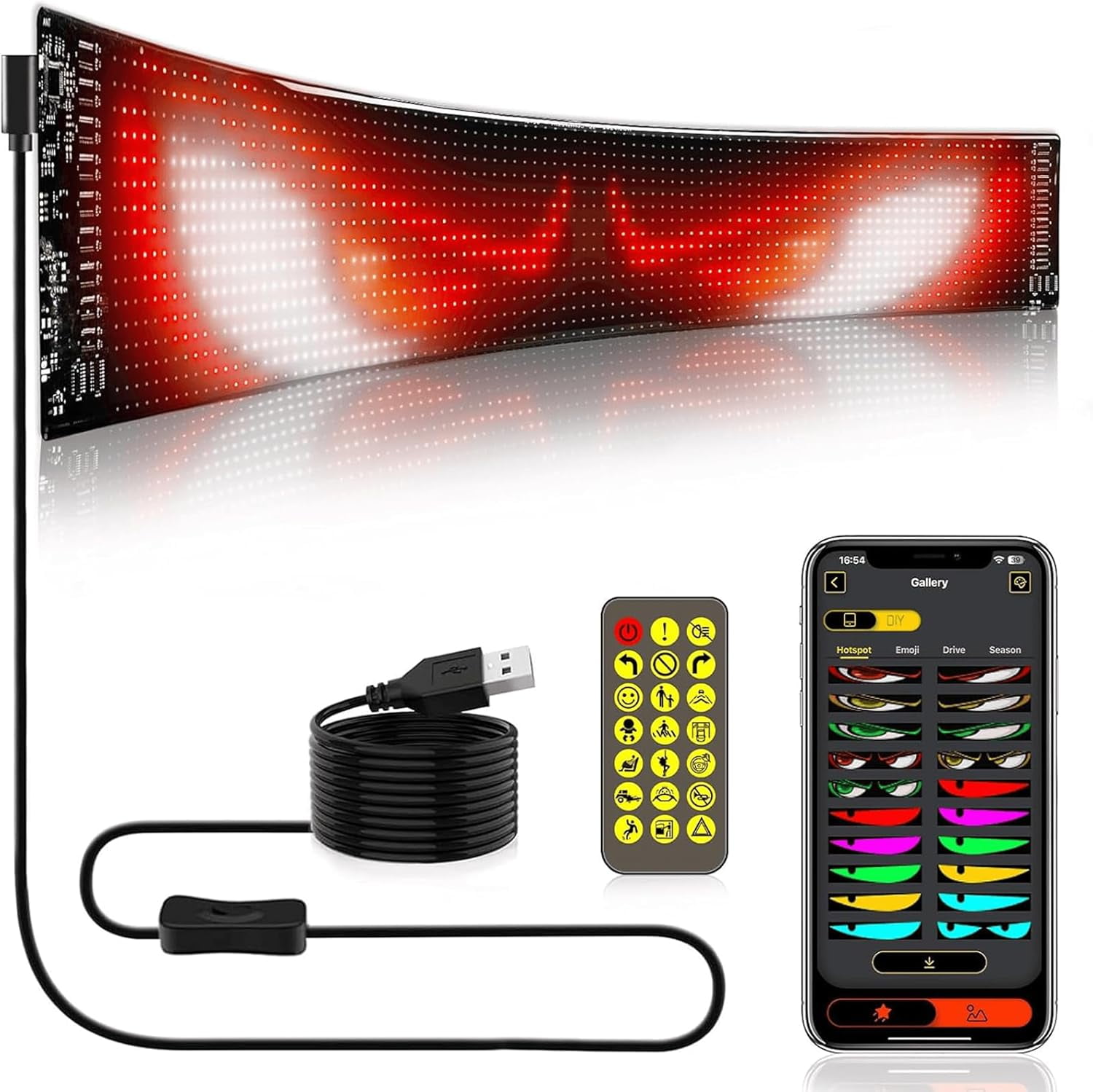 Glow Panels for Car Window, Flexible Soft LED Display Screen with USB ...