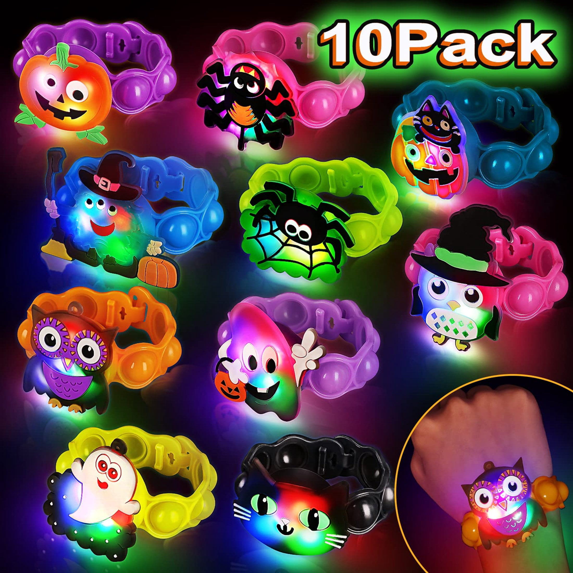 Glow Party Bracelets - 10 Pack LED Light Up Wristbands for Kids - Fun ...