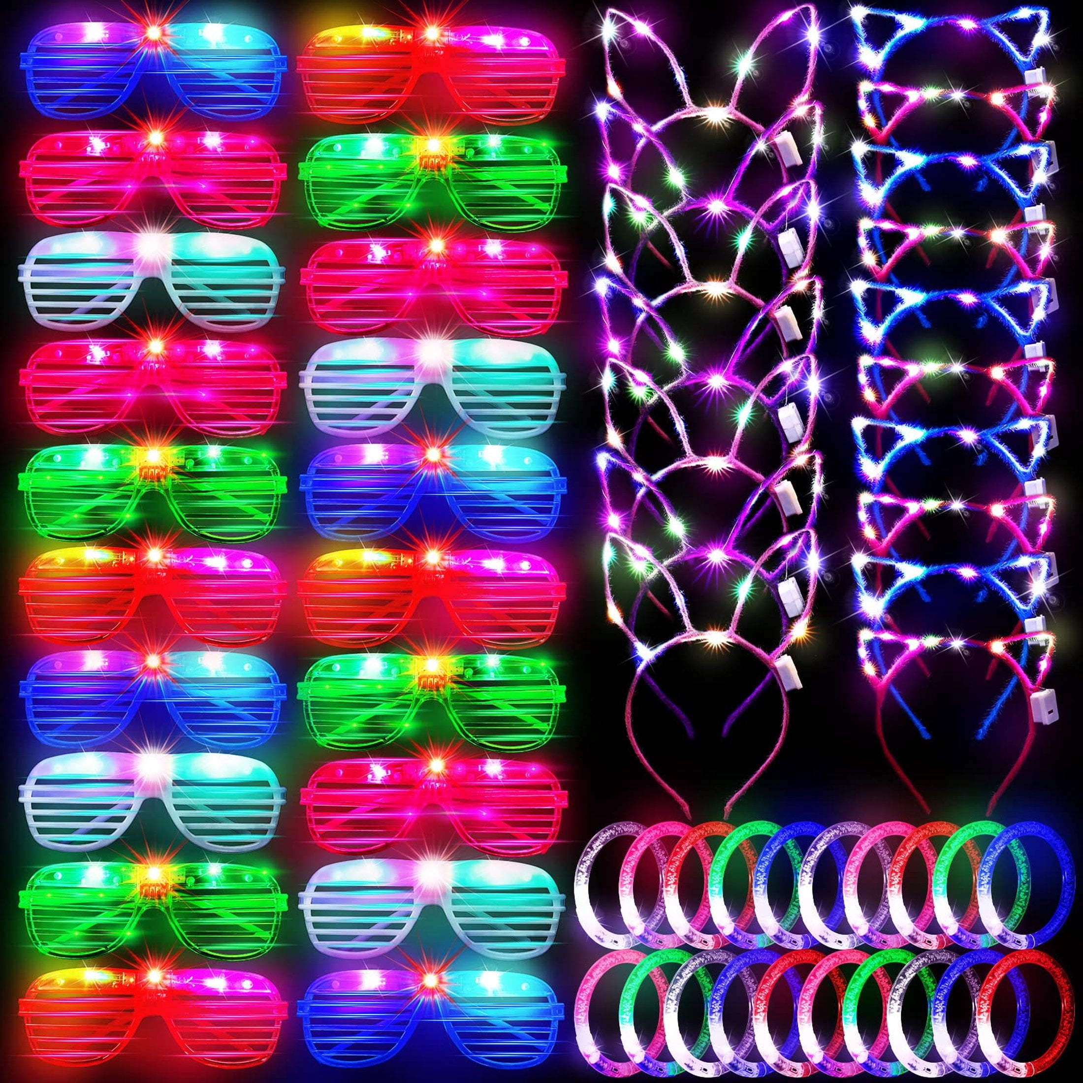 Glow Party Pack: LED Shutter Glasses, Glow Headbands, LED Bracelets ...