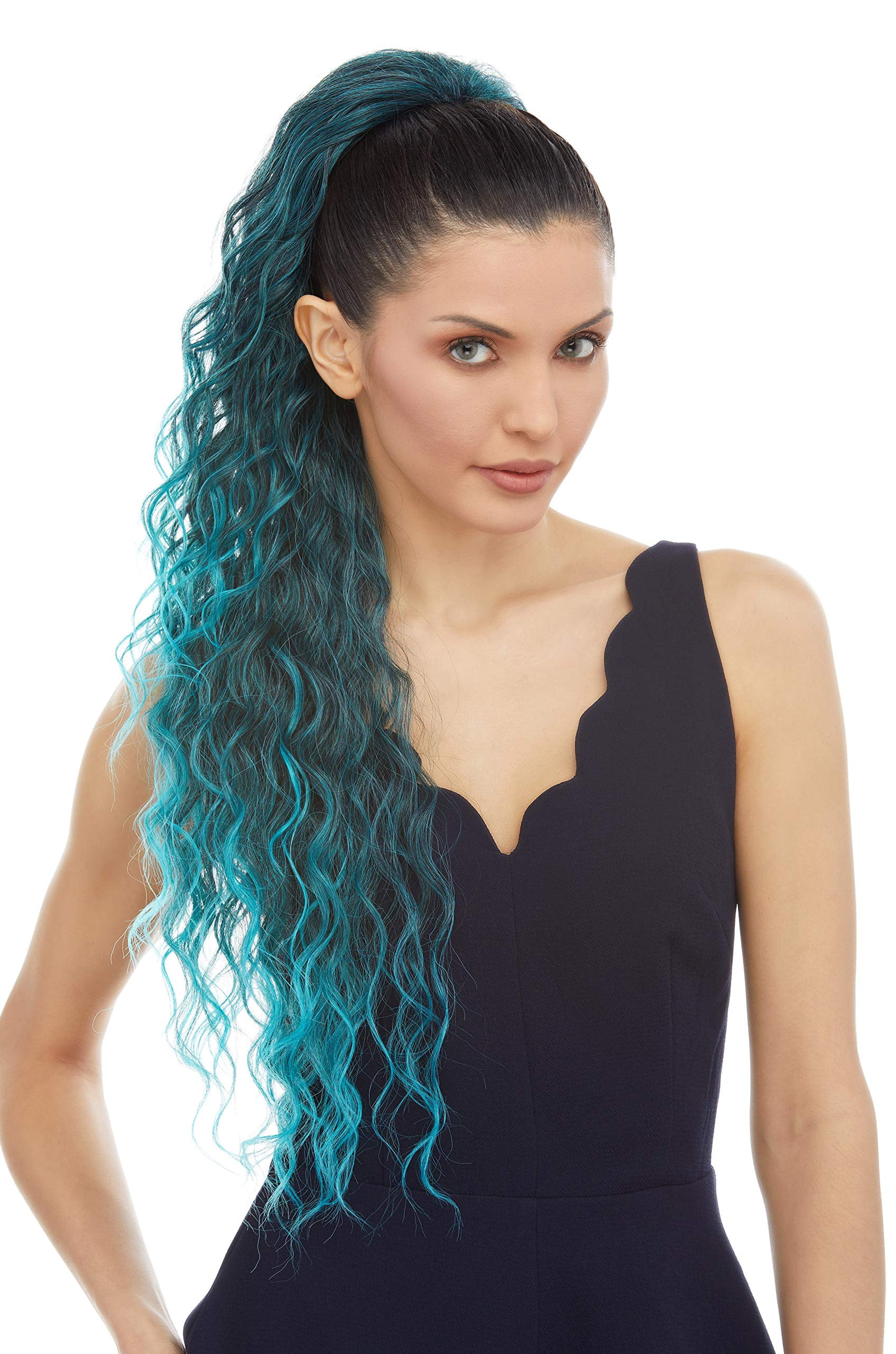 Glow Ponytail Color F18/22 Frosted Ash Brown - Sepia Wigs 27" Long Layered Wavy Heat Friendly ...