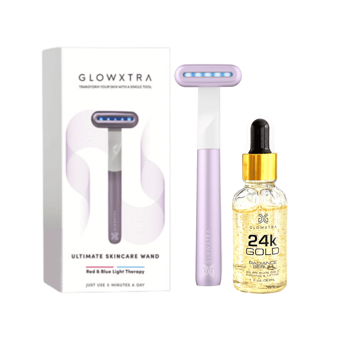 Glow & Radiance Kit: Dual Light Skincare Wand + 24K Gold Serum ...