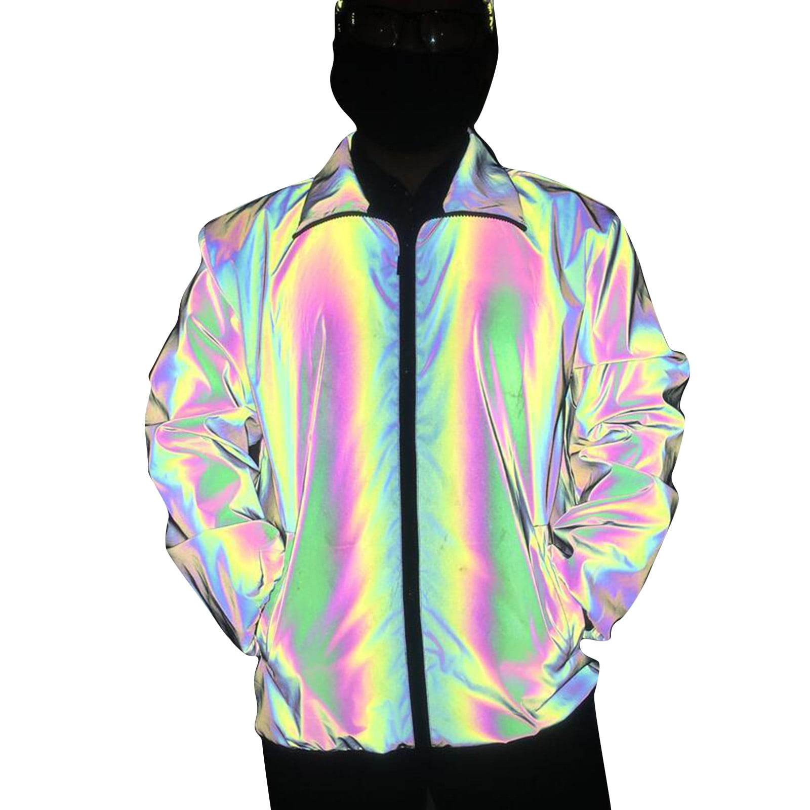 Glow Rainbow Hop Jackets Black Reflective Jacket For Men And Women ...