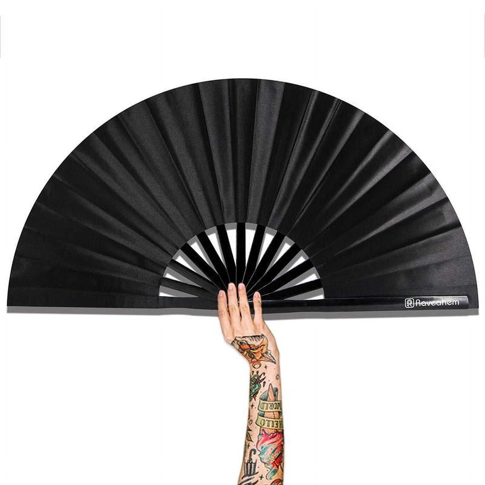 UV Glow Rave Fan Bamboo Folding Clack Hand Fan for Men Women Decor Gift ...