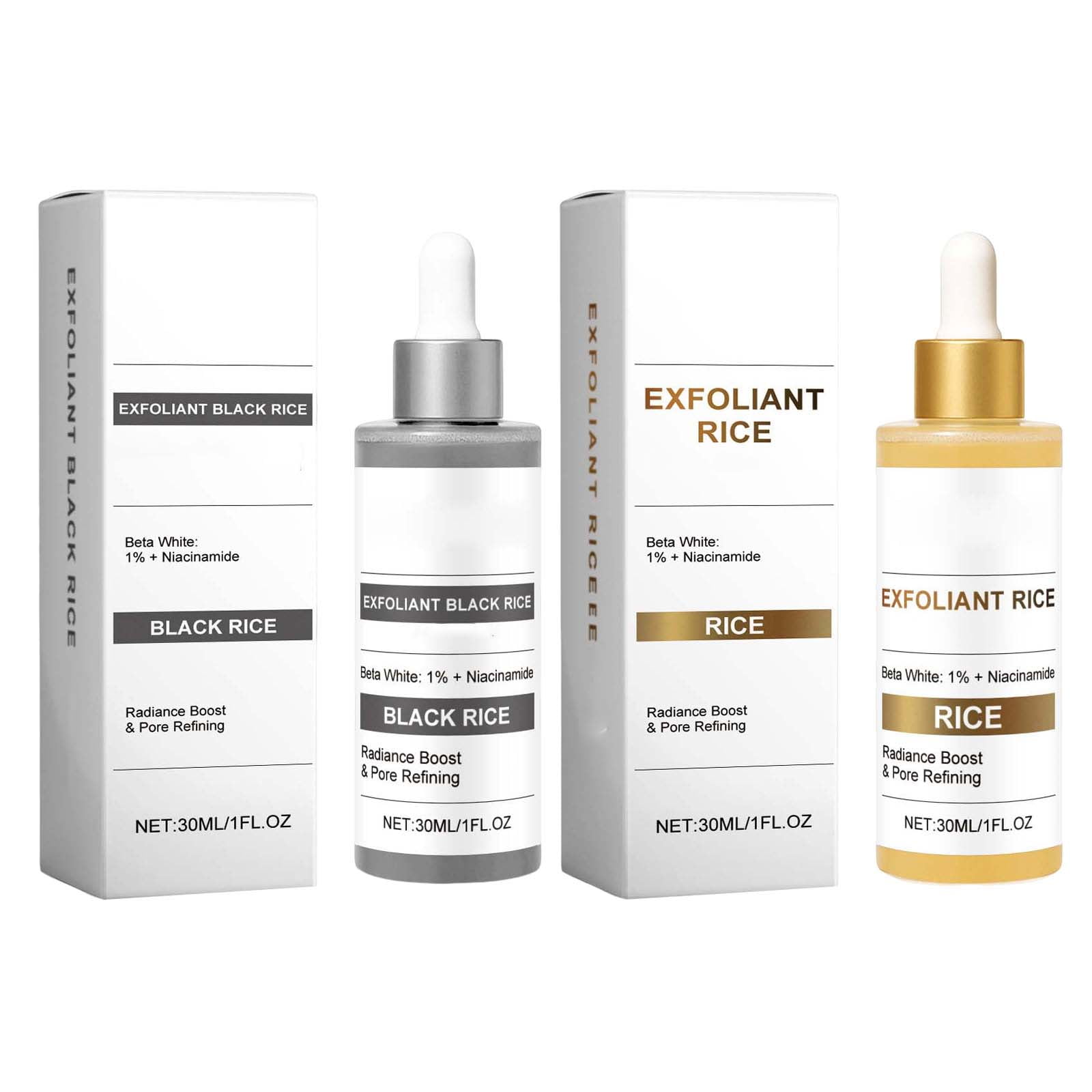 Glow Rice - White rice ampoule+ Black rice ampoule Soft Exfoliating ...