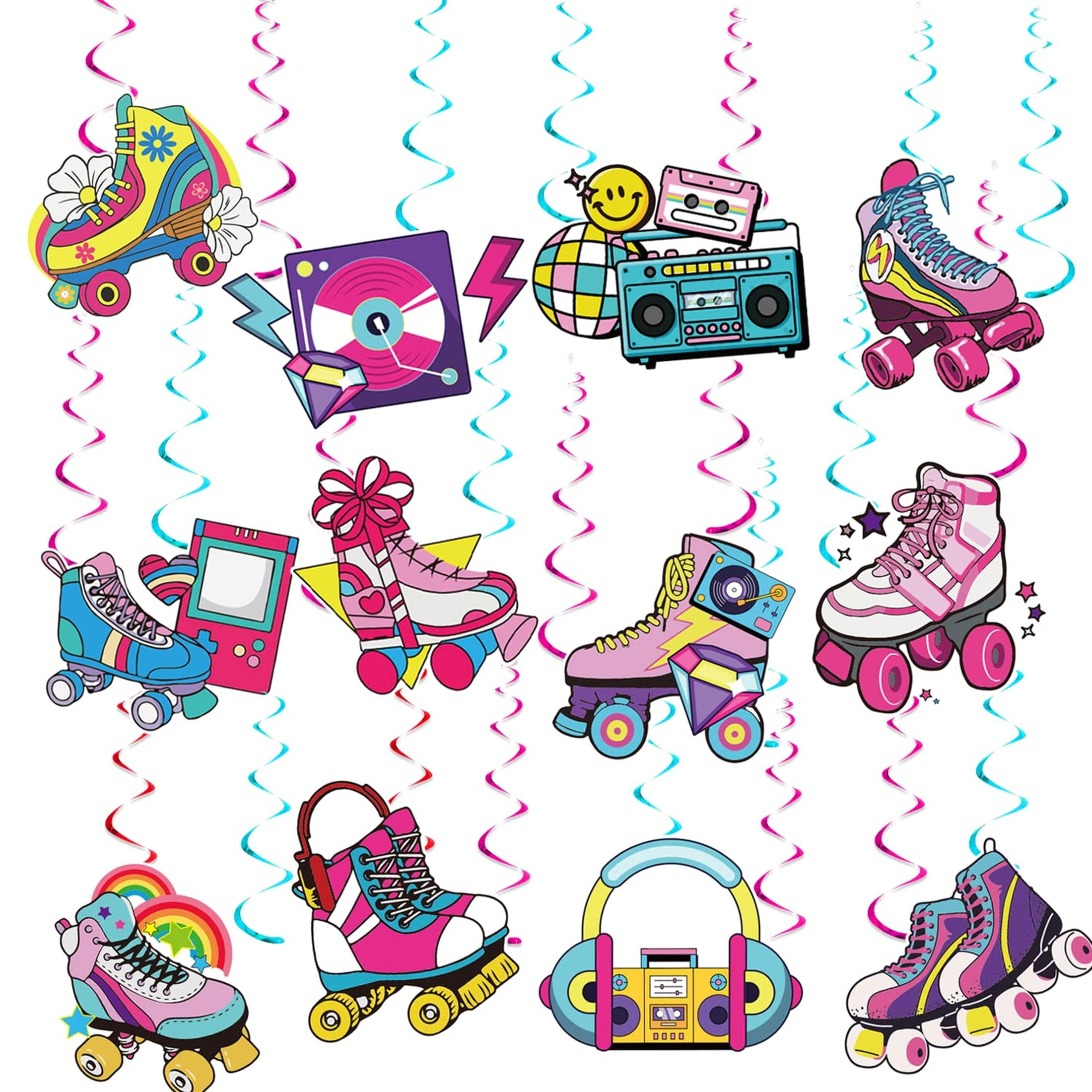 Glow Roll Party Decor - Vibrant Hanging Swirls for Roller Skating ...