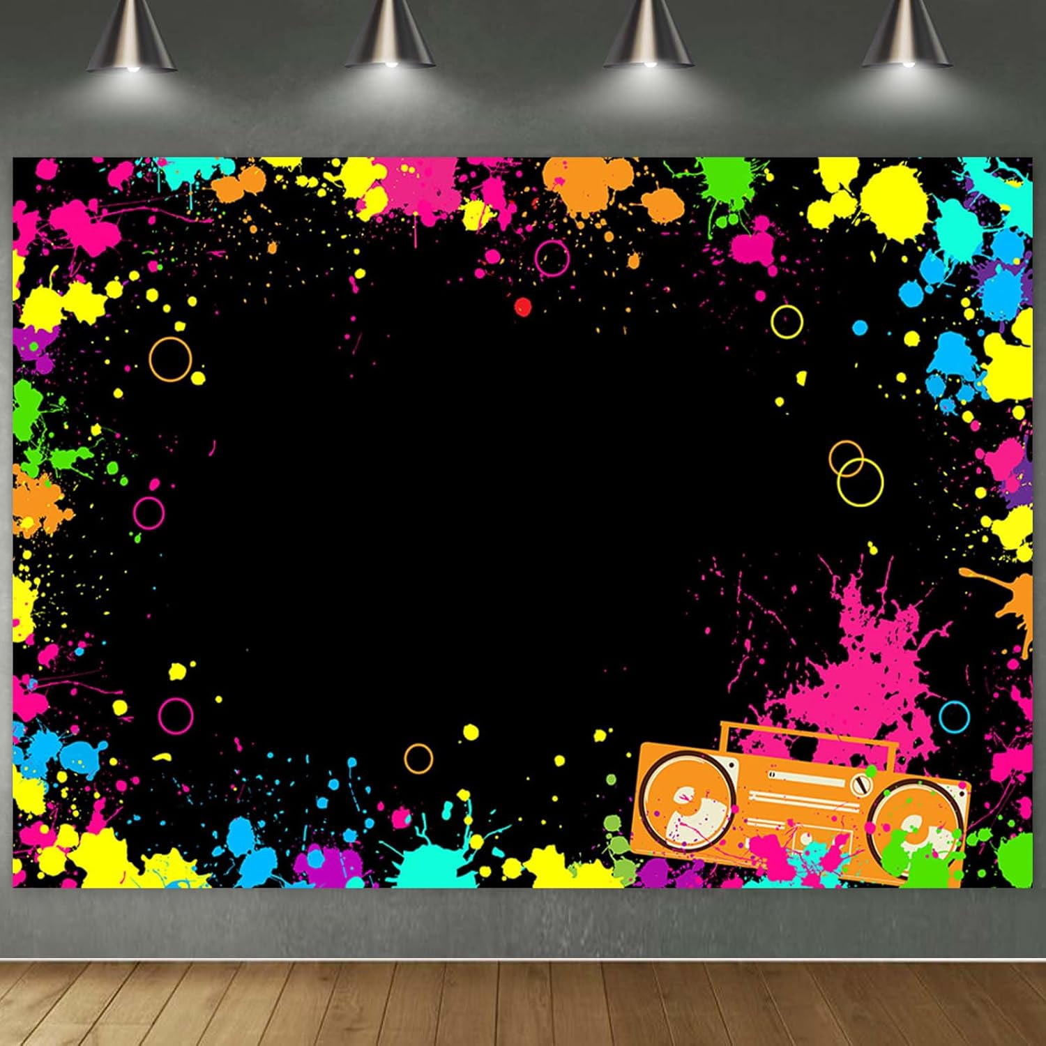 Glow Splatter Photo Background Glow Neon Party Backdrop 7x5ft ...