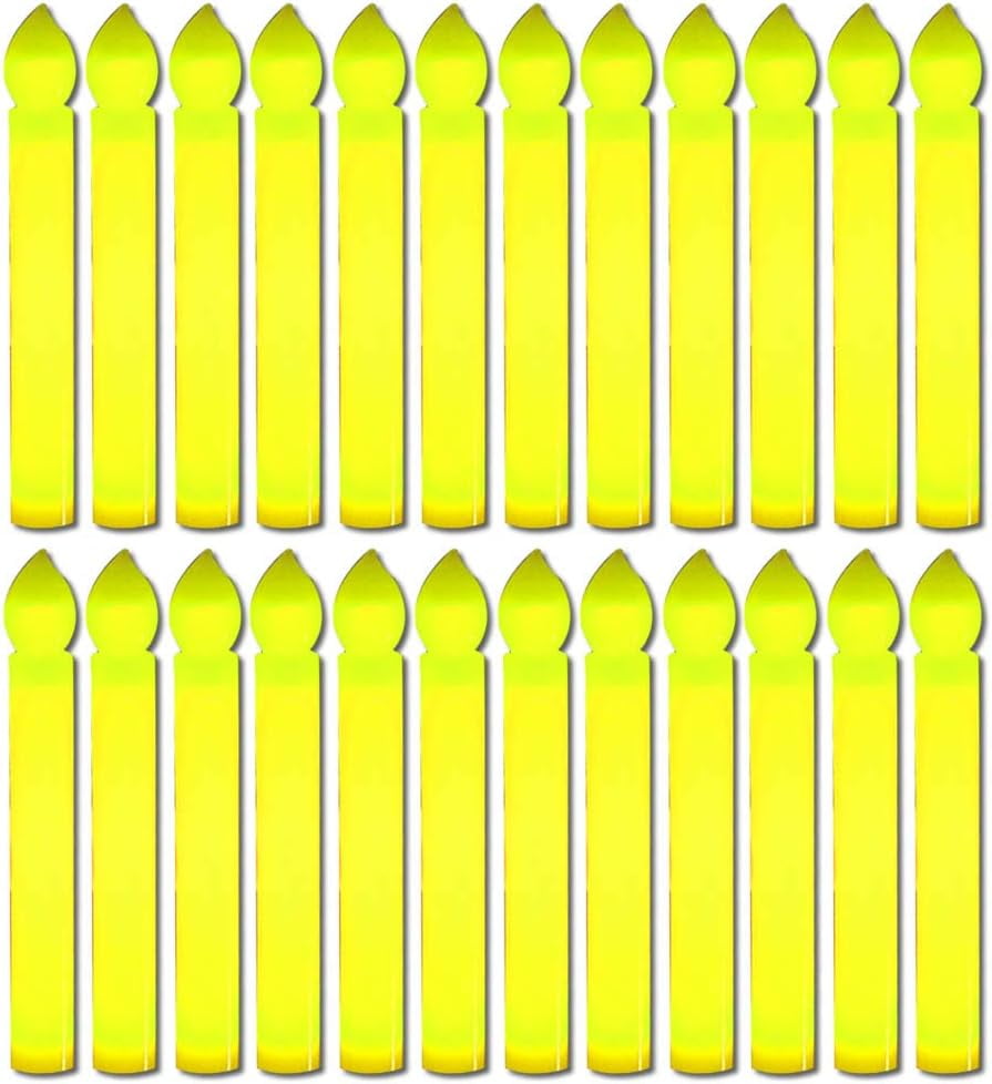 Glow Stick Candles (Pack of 24) - Candle Shape Glow Sticks (Yellow ...