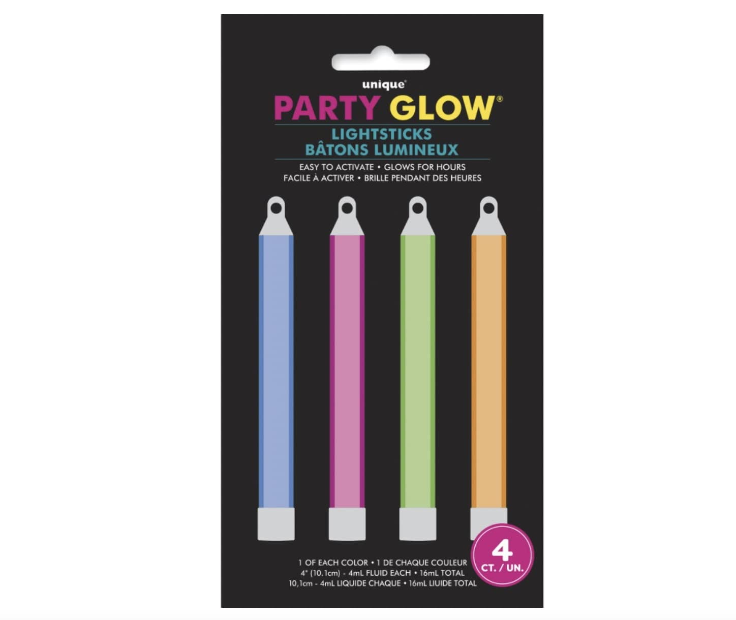 Glow Sticks, 4 in, Assorted, 4ct - Walmart.com