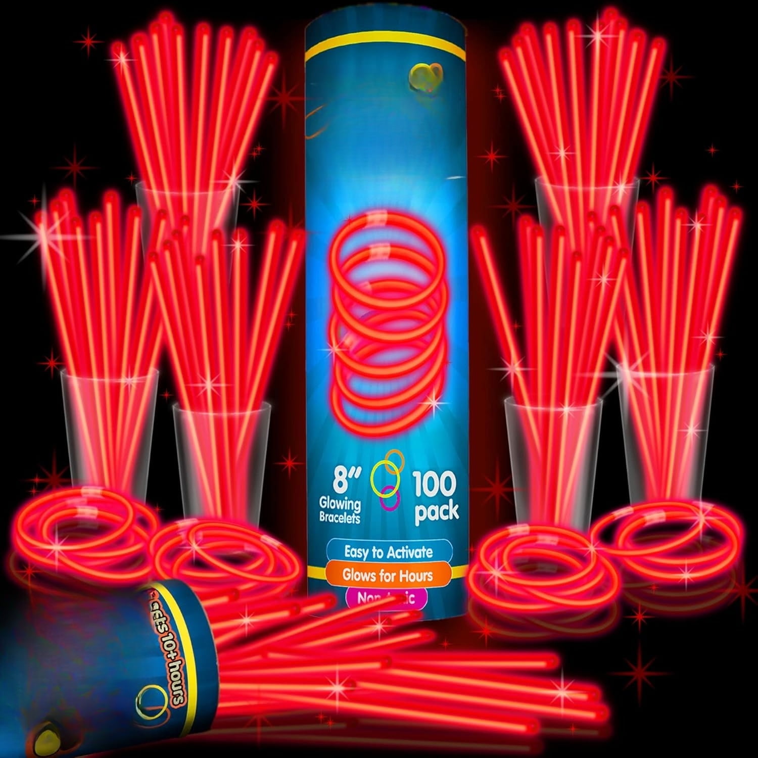 Glow Sticks Party Supplies 100pk - 8 Inch Glow in the Dark Light Up ...