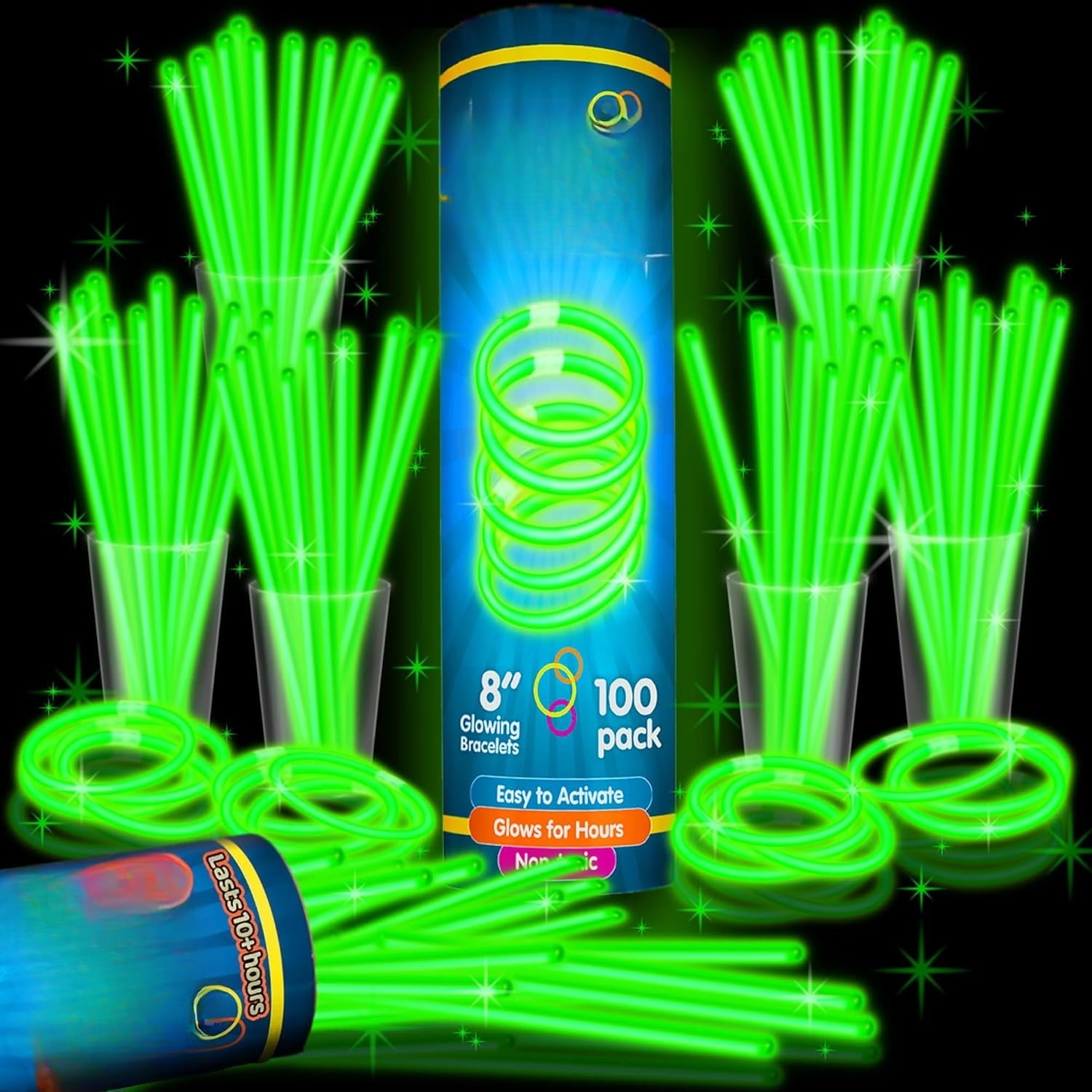Glow Sticks Party Supplies 100pk - 8 Inch Glow in the Dark Light Up ...
