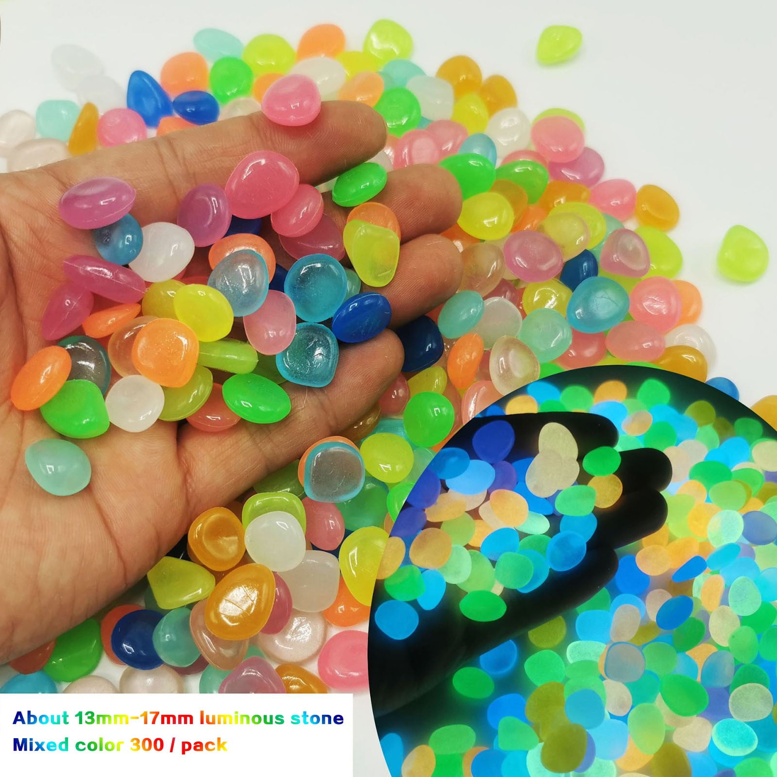 Glow in The Dark Pebbles Luminous Stones Rocks for Garden Aquariums ...