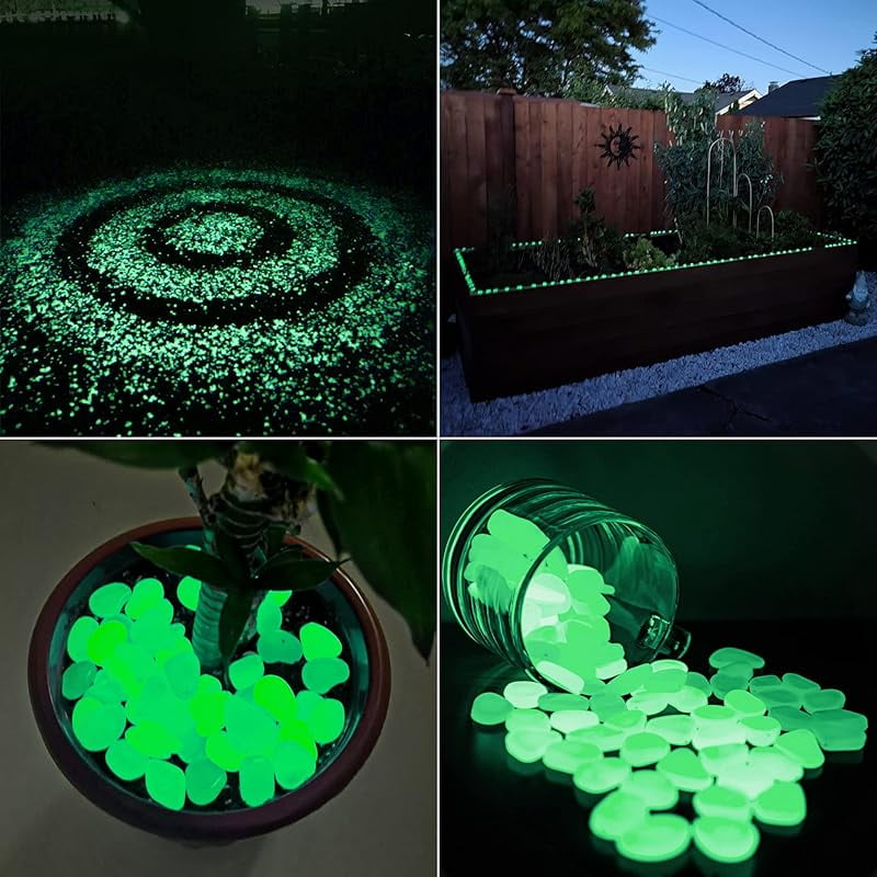 Glow in The Dark Rocks Outdoor, 500 pcs Blue Solar Rocks for ...
