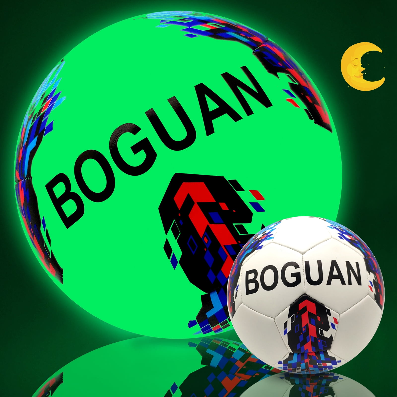 BOGUAN Glow Soccer Ball Size 5 with Pump & Needles - Cool Indoor ...