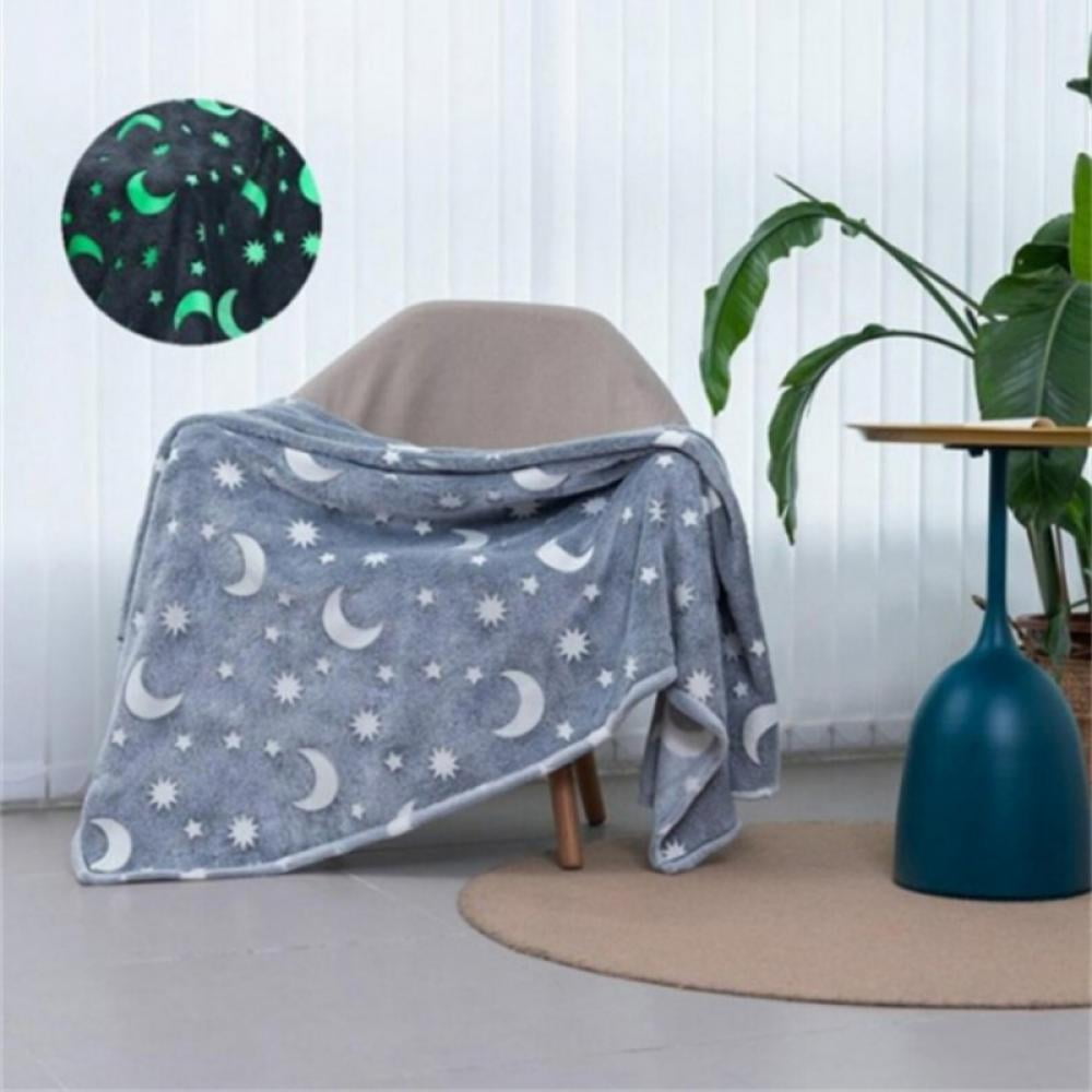 Glow in The Dark Throw Blanket with Star Design, Soft Plush Microfiber ...