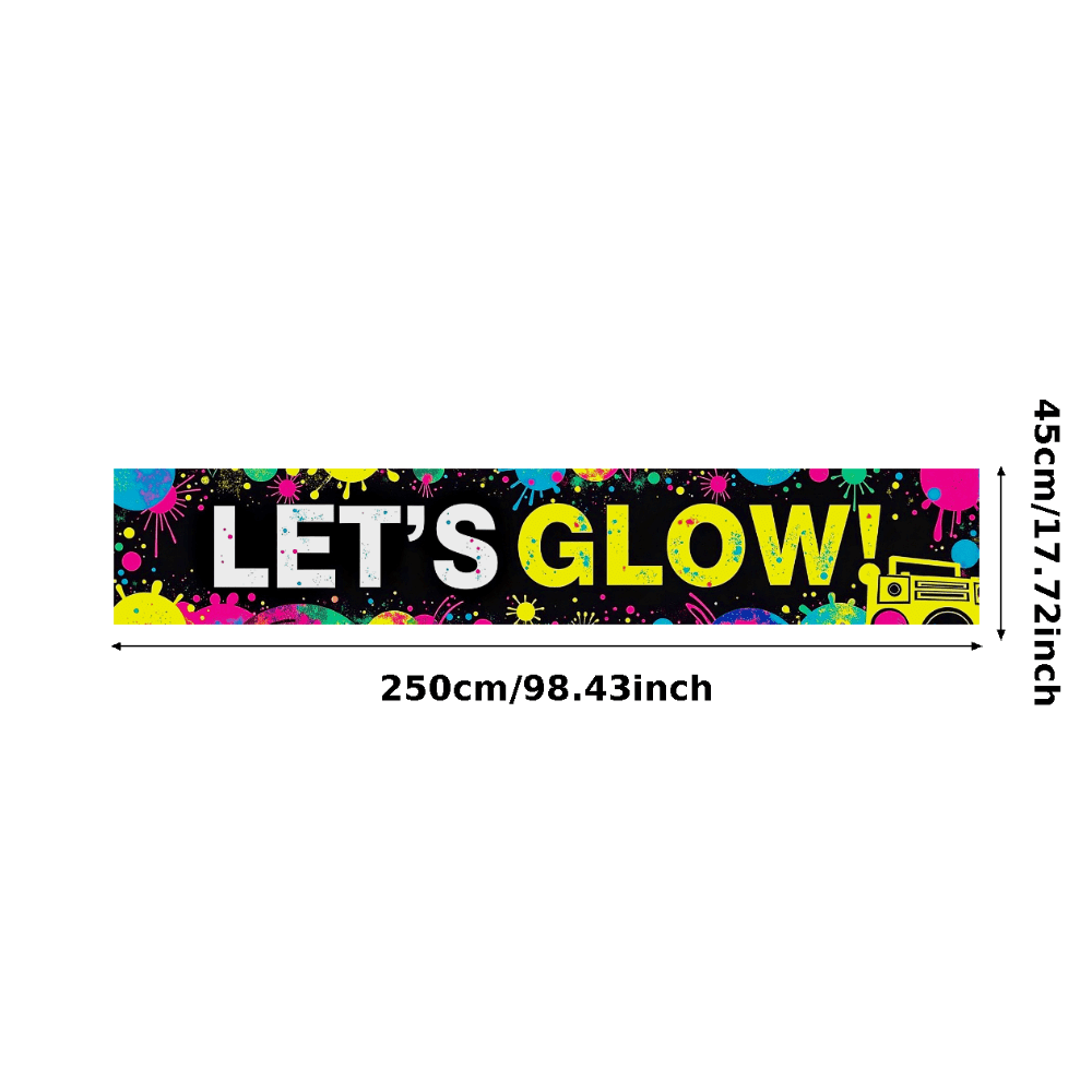Glow Themed Colorful Splash Design Banner Backdrop Party Decorations ...