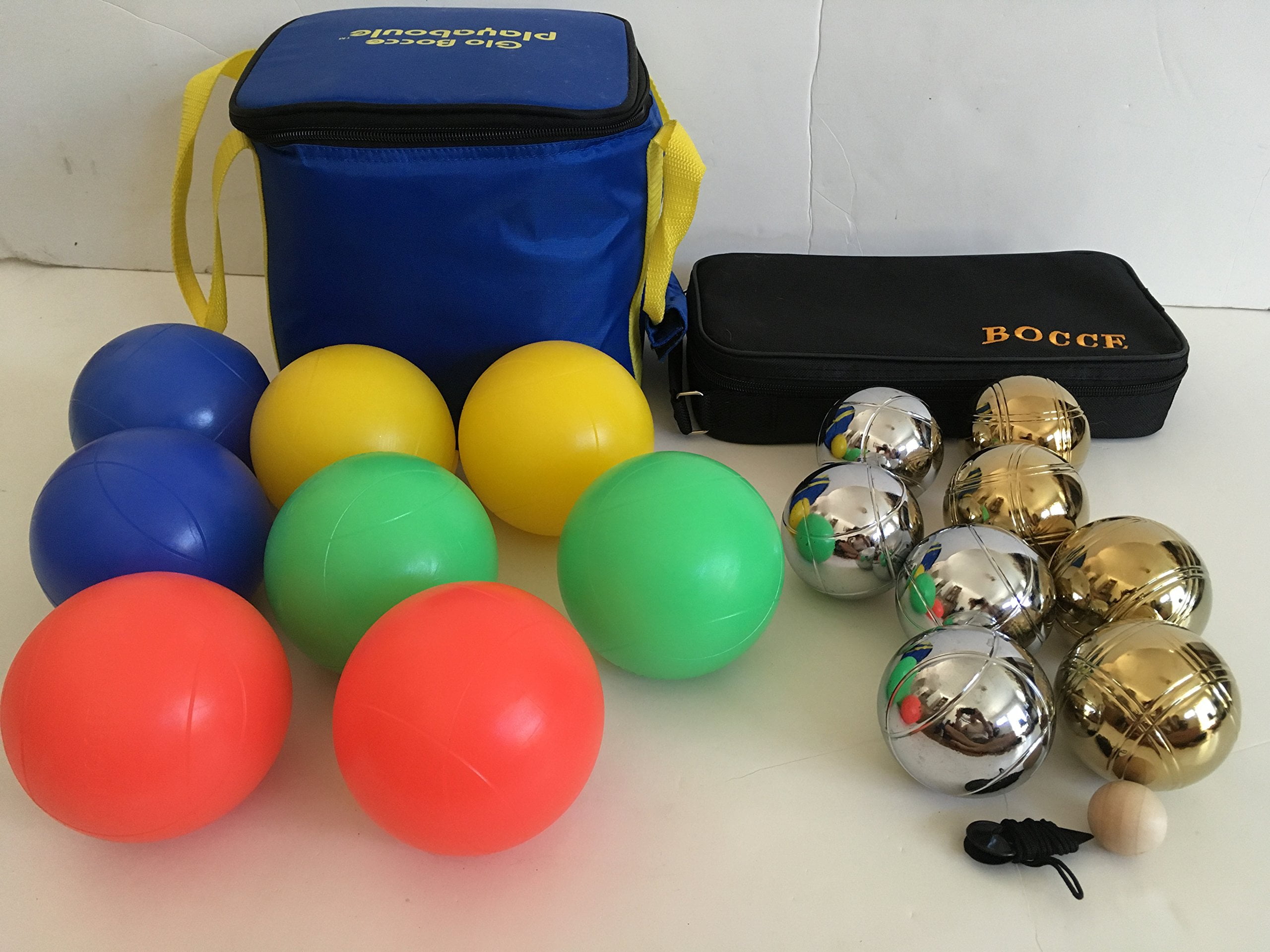 Glow in Dark Bocce Set and 73mm Metal Bocce/Petanque 8 Ball Set with 4 ...