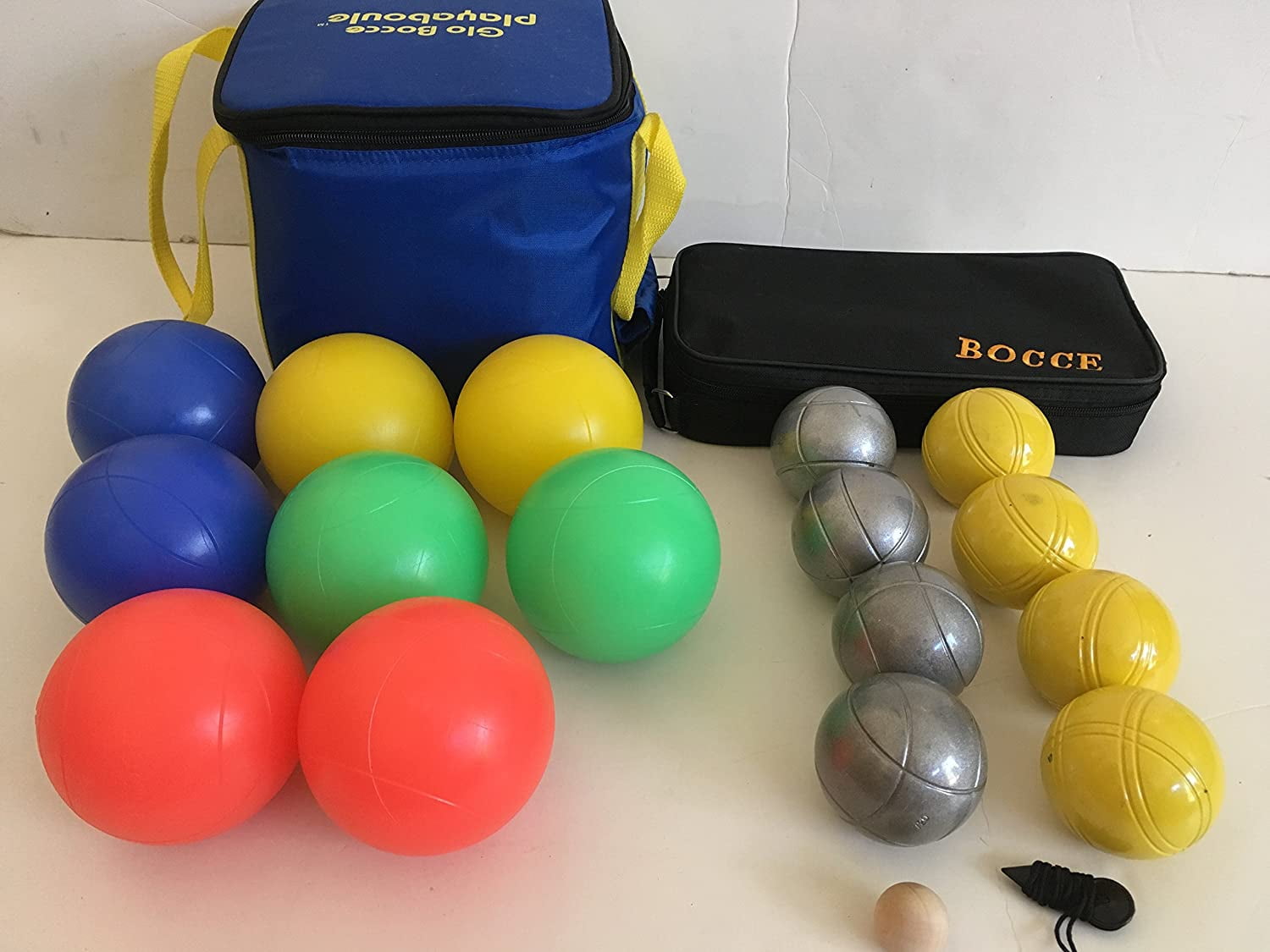 Glow in Dark Bocce Set and 73mm Metal Bocce/Petanque 8 Ball Set with 4 ...