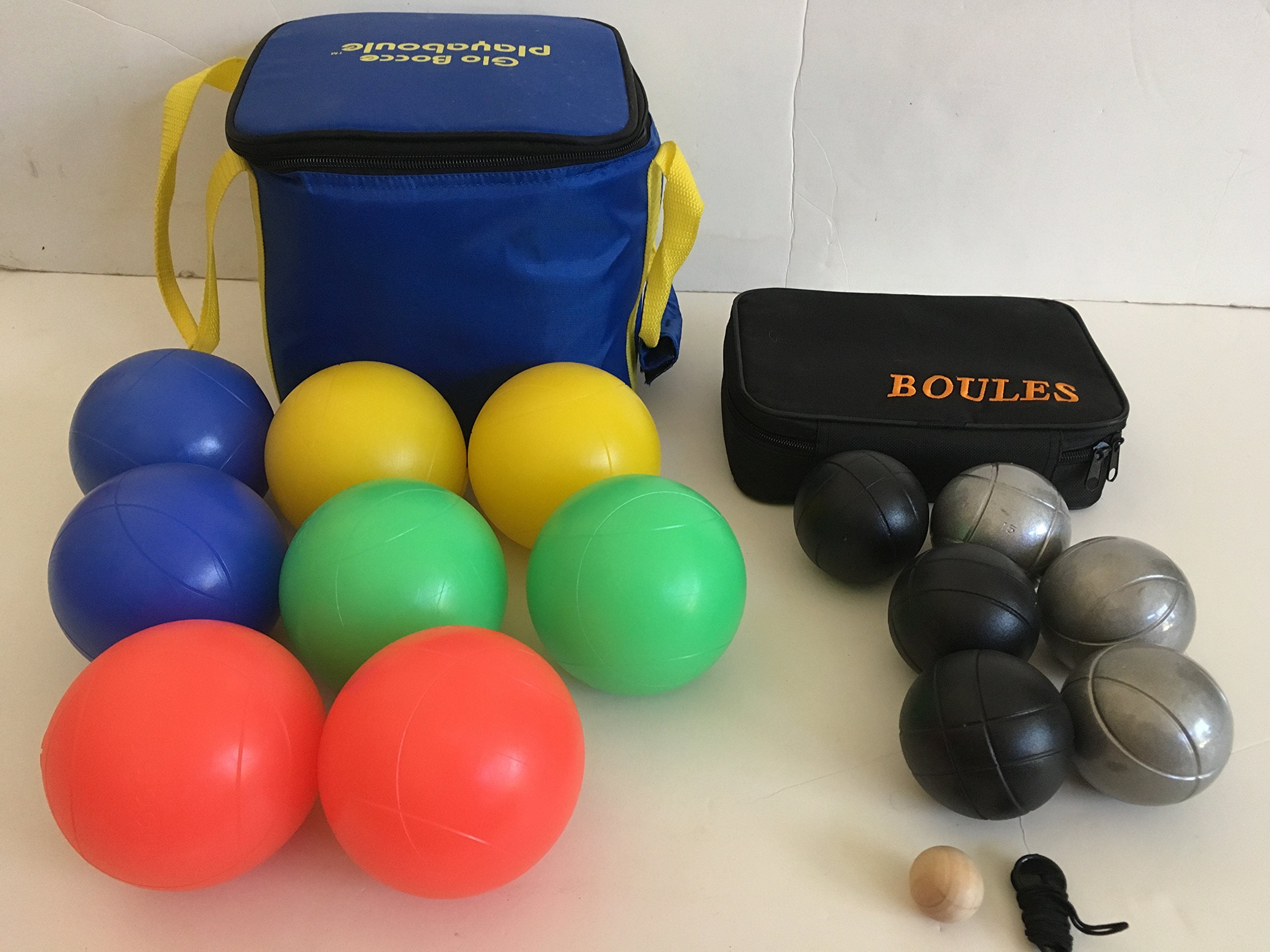 Glow in Dark Bocce Set and 73mm Metal Petanque/Boules 6 Ball Set with 3 ...