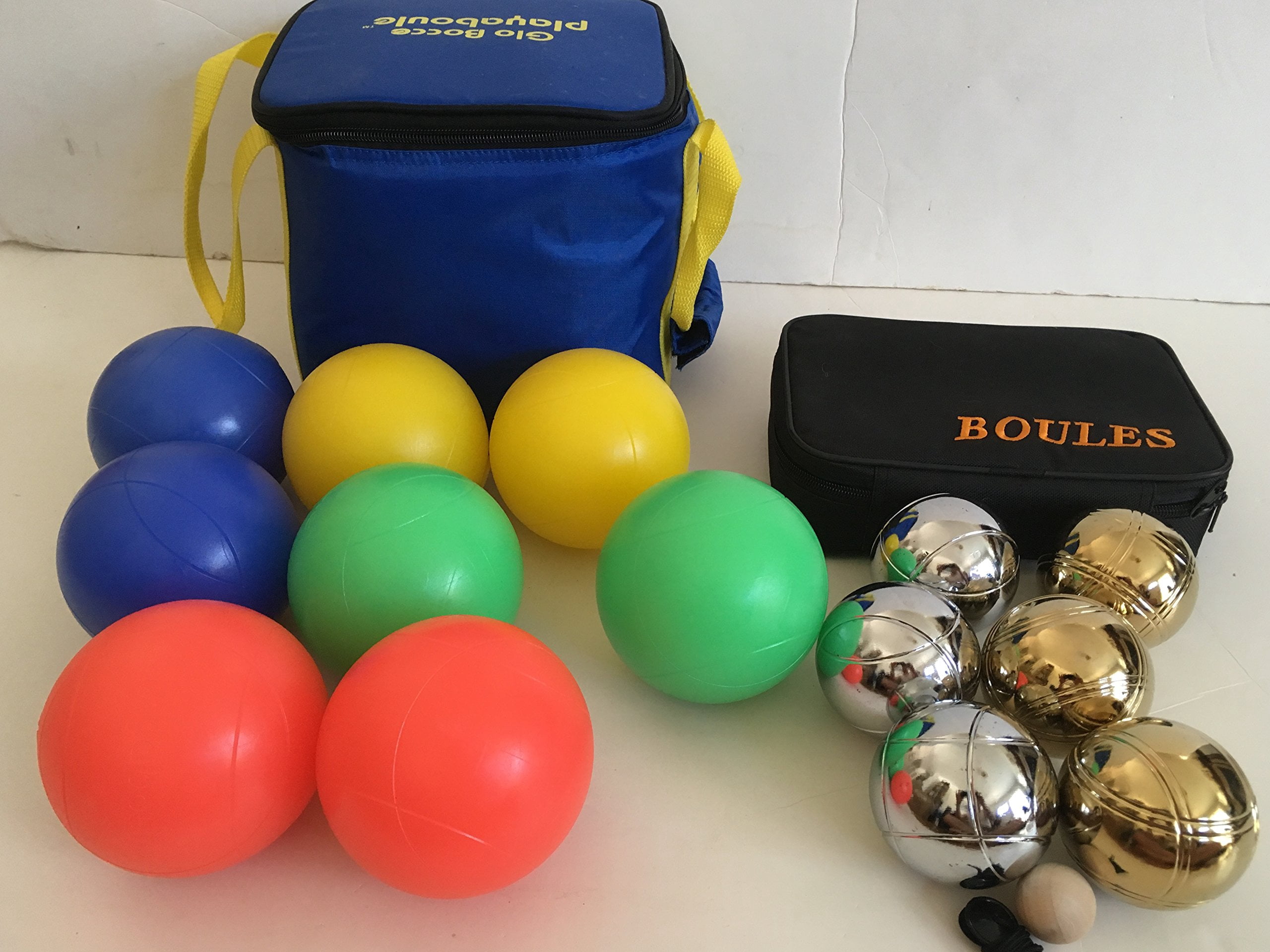 Glow in Dark Bocce Set and 73mm Metal Petanque/Boules 6 Ball Set with 3 ...