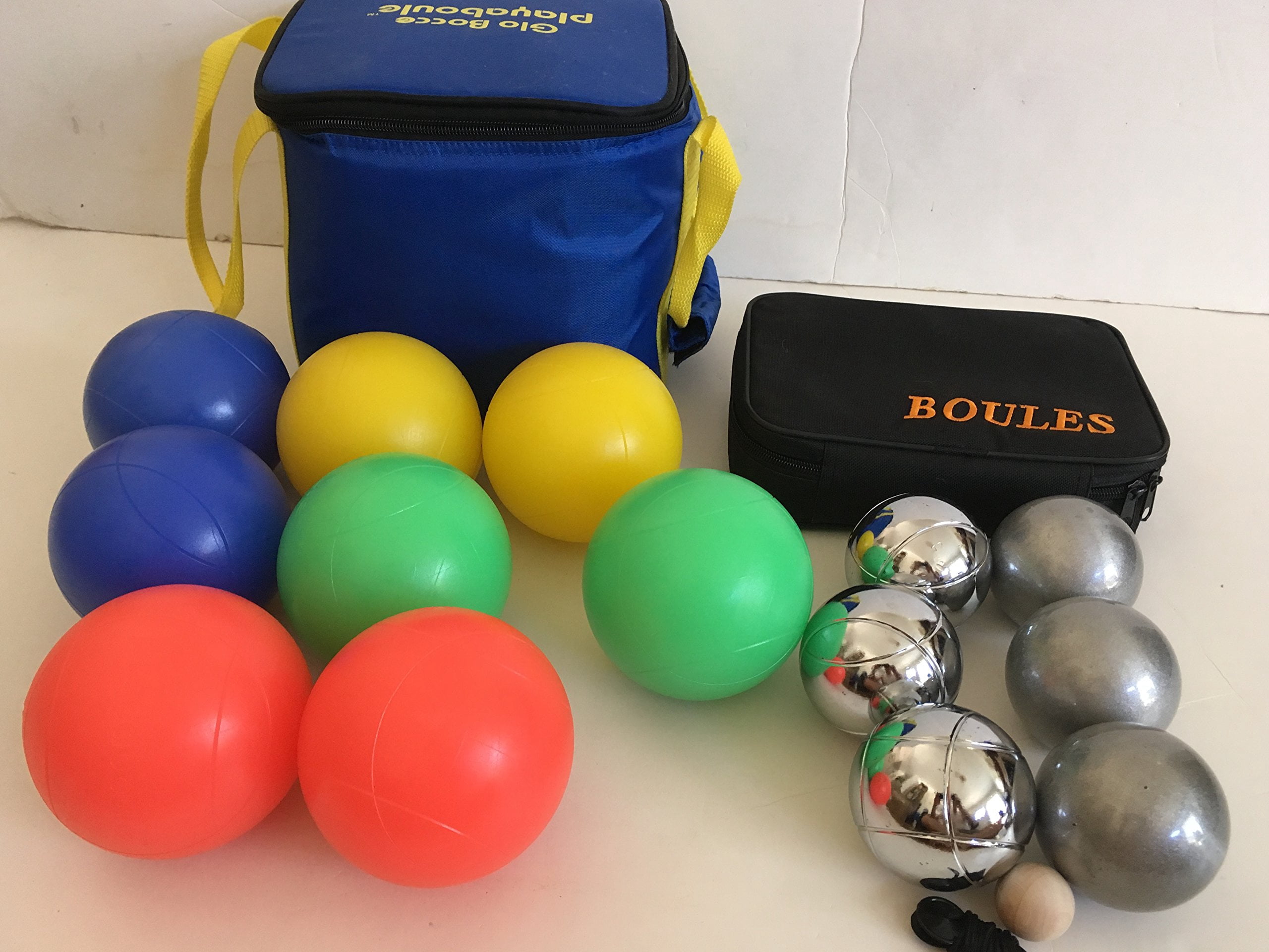 Glow in Dark Bocce Set and 73mm Metal Petanque/Boules 6 Ball Set with 3 ...