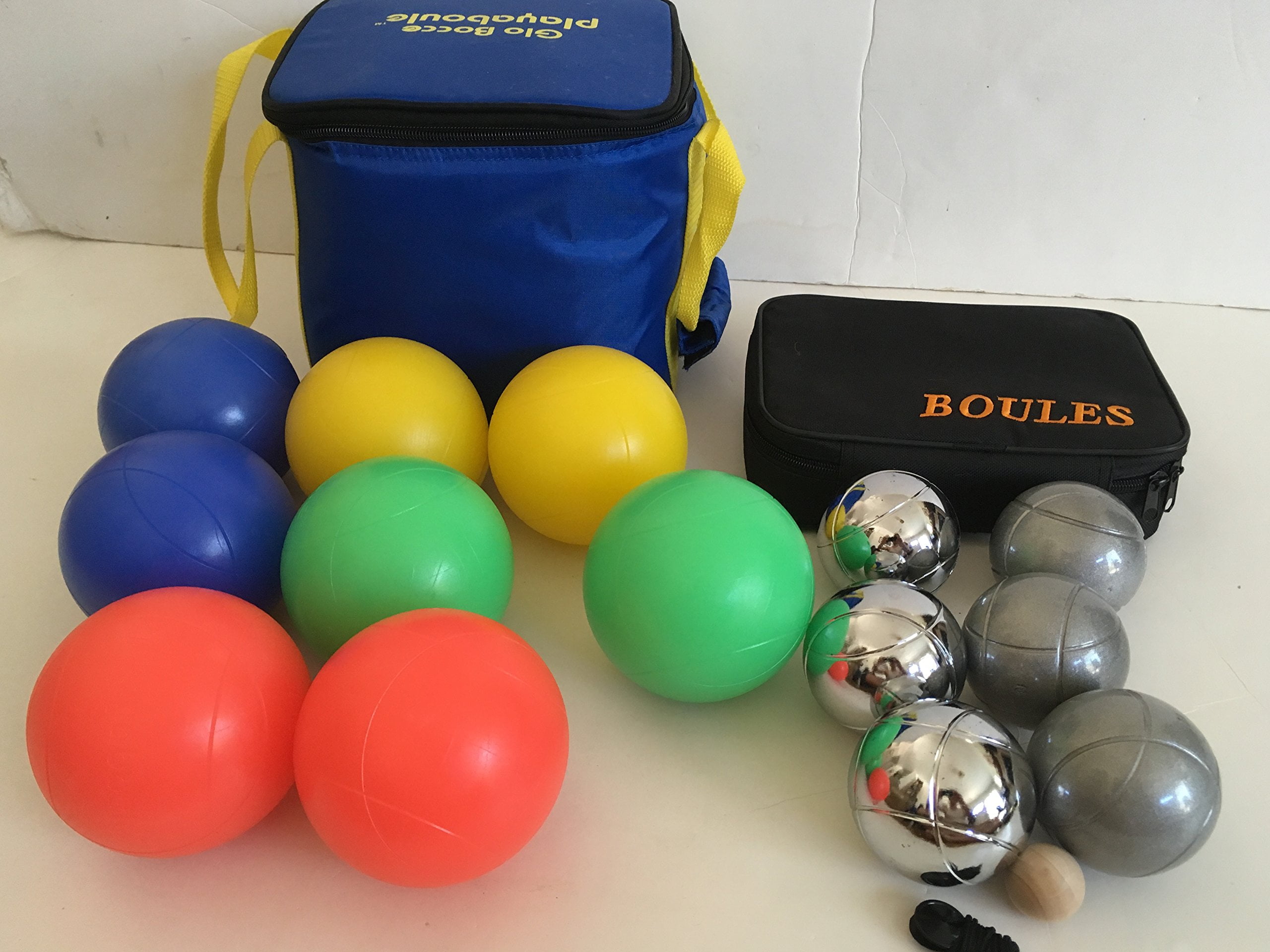 Glow in Dark Bocce Set and 73mm Metal Petanque/Boules 6 Ball Set with 3 ...
