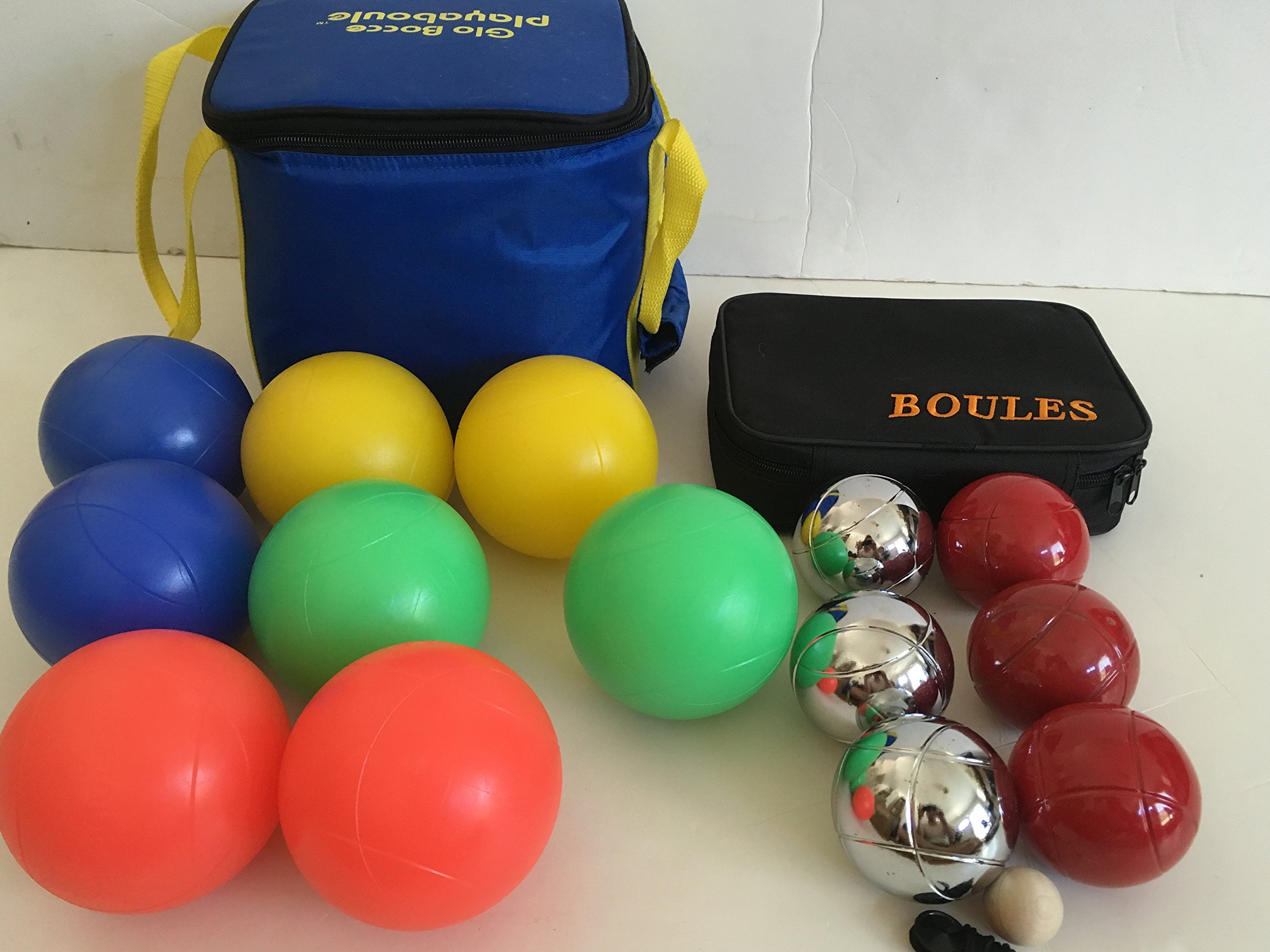 Glow in Dark Bocce Set and 73mm Metal Petanque/Boules 6 Ball Set with 3 ...