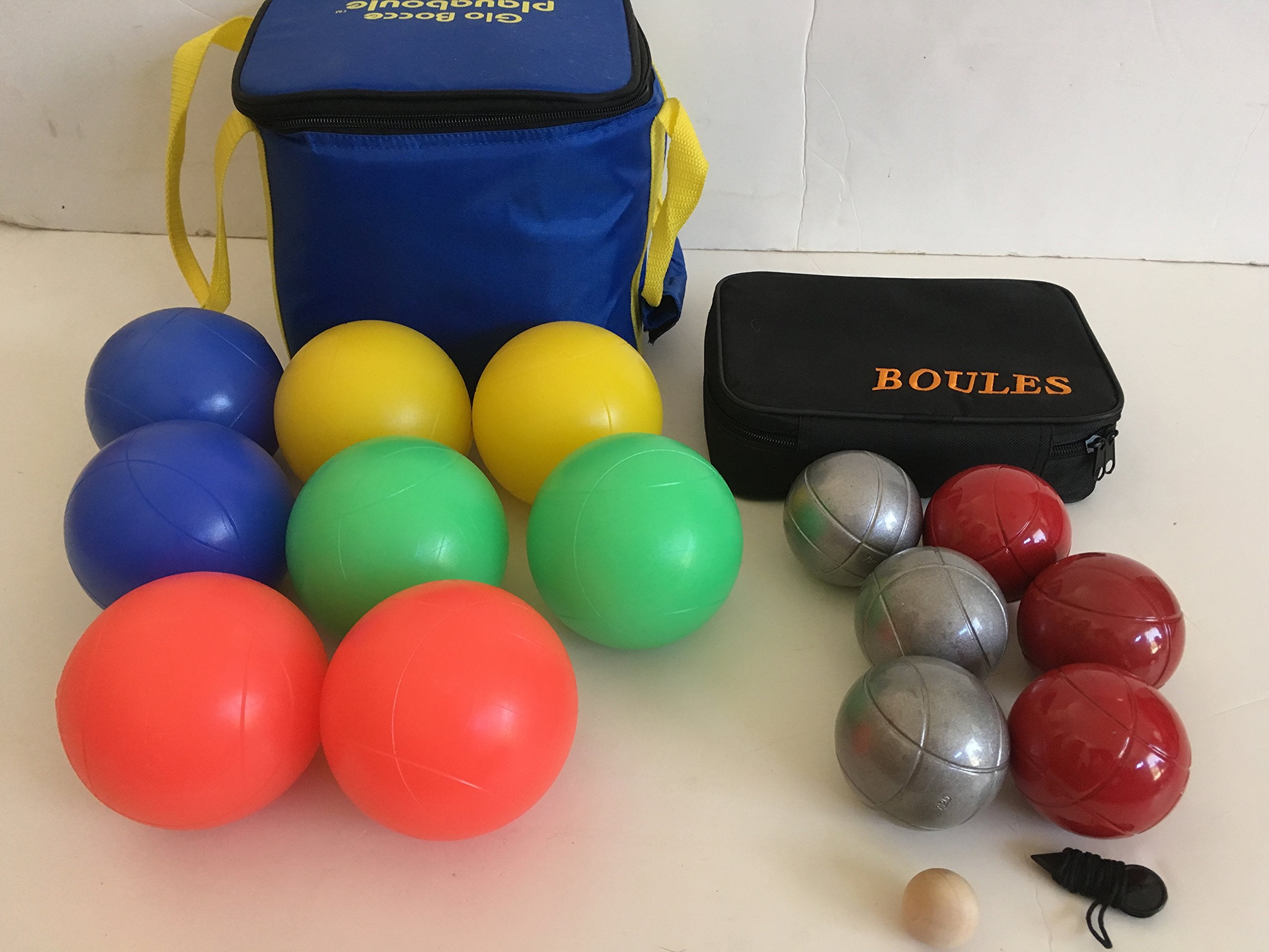 Glow in Dark Bocce Set and 73mm Metal Petanque/Boules 6 Ball Set with 3 ...