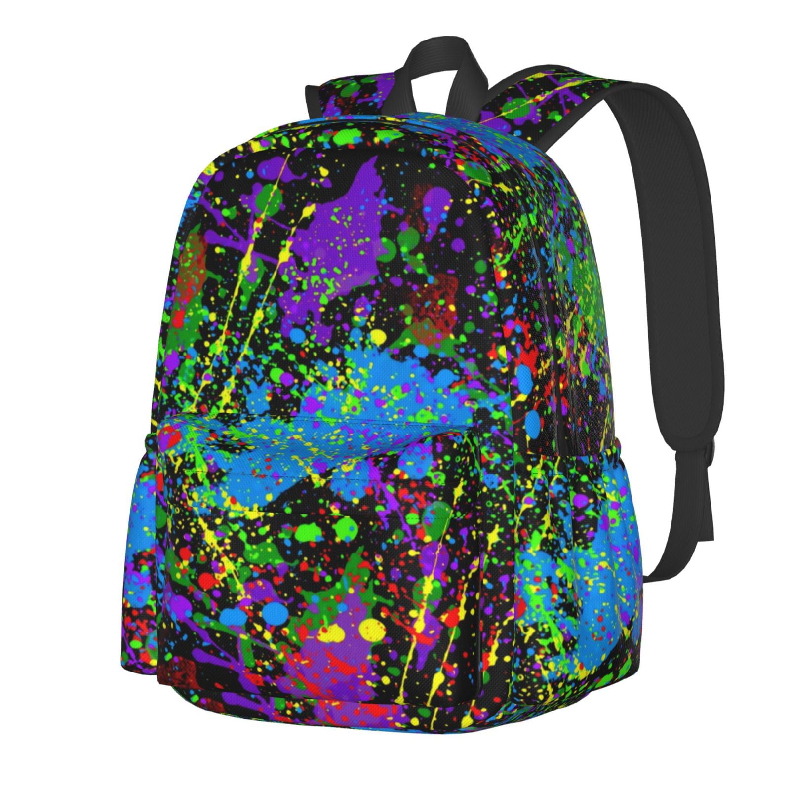 Glow in Dark Splatter Neon Backpack for Men Women Laptop Backpack ...