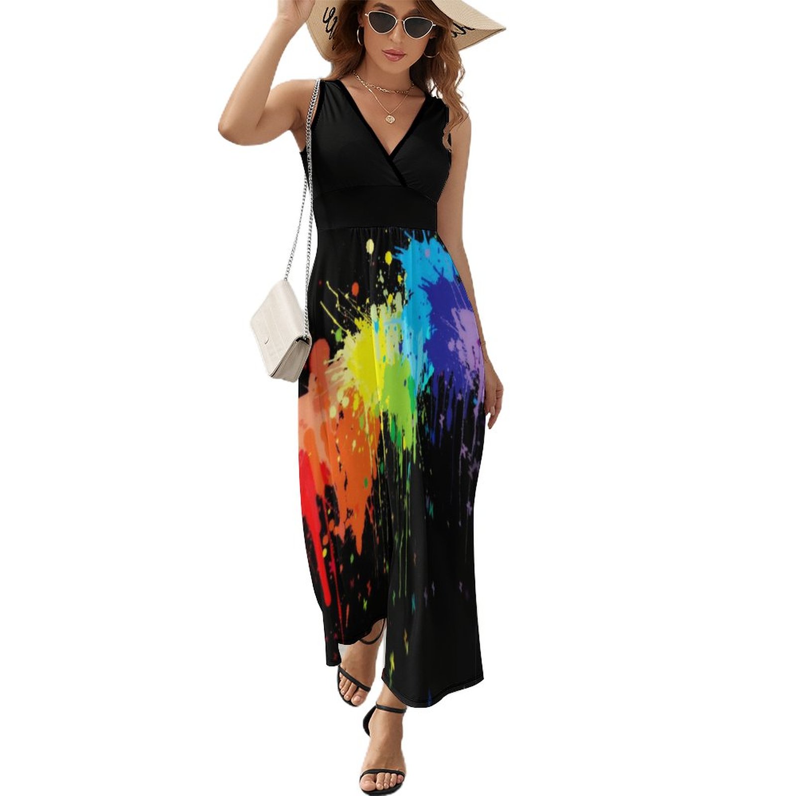Glow in Dark Splatter Neon Dress Spring Street Wear Bohemia Long ...