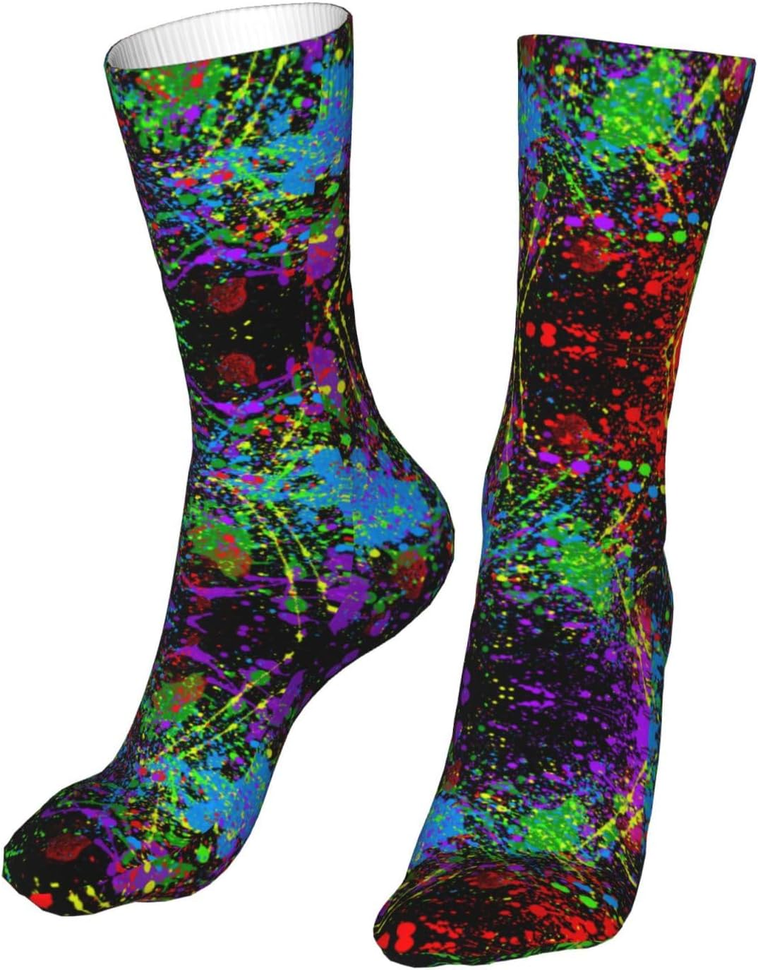 Glow in Dark Splatter Neon Funny Socks For Women Men For Sport Crew ...