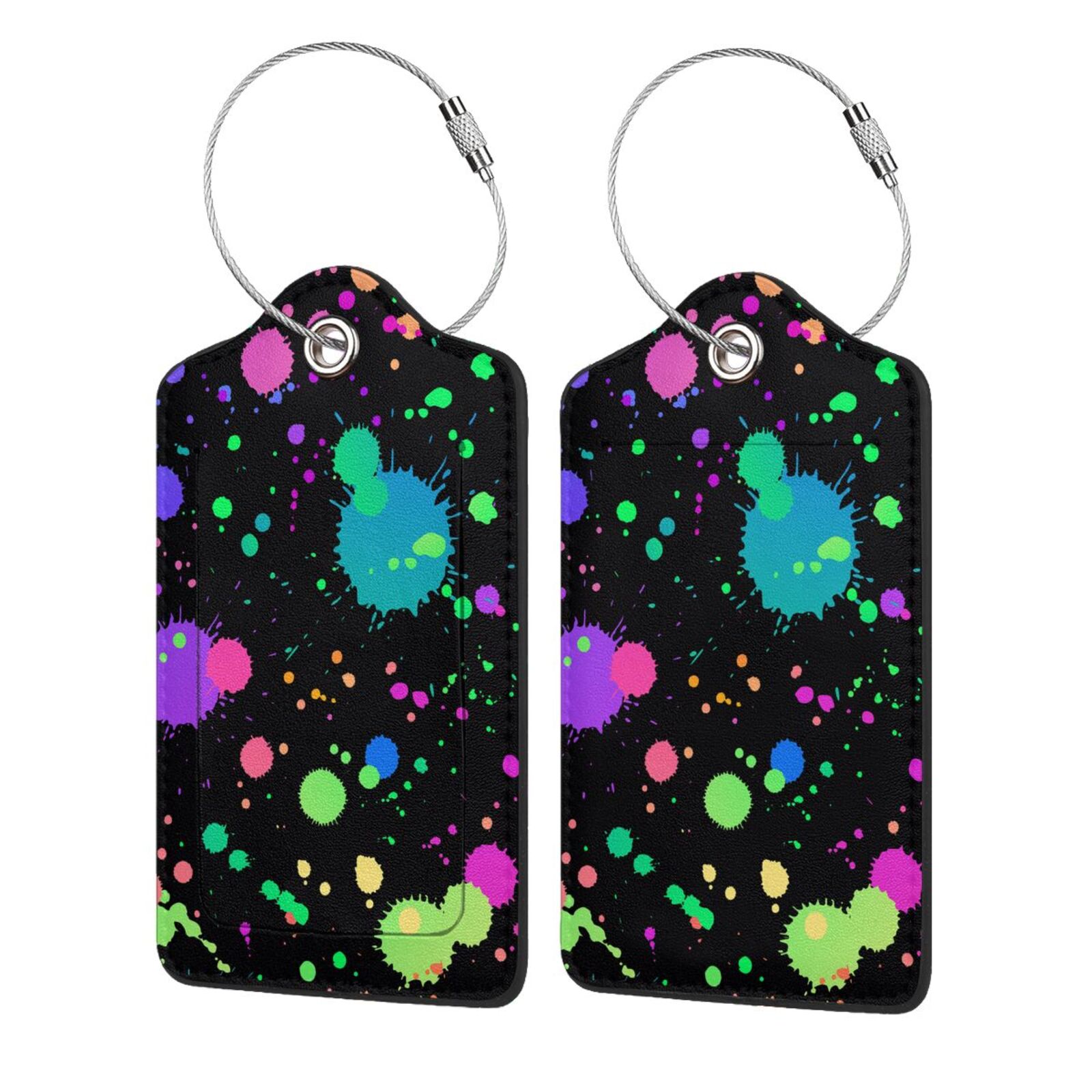 Glow in Dark Splatter Neon Luggage Tags for Suitcase PU Privacy Cover ...