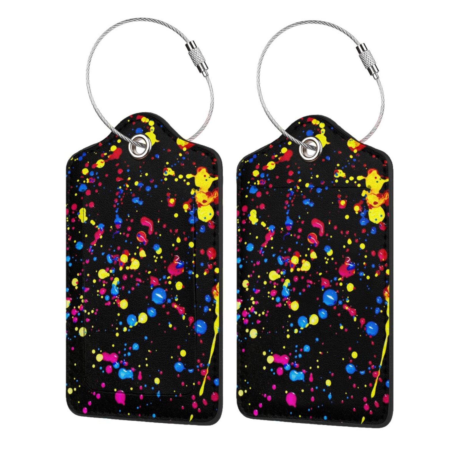 Glow in Dark Splatter Neon Luggage Tags for Suitcase PU Privacy Cover ...