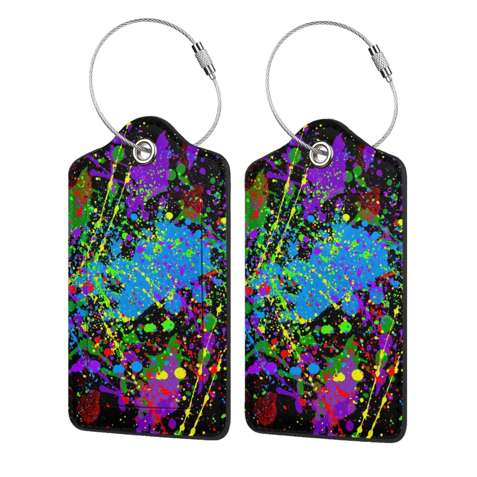 Glow in Dark Splatter Neon Luggage Tags for Suitcase PU Privacy Cover ...