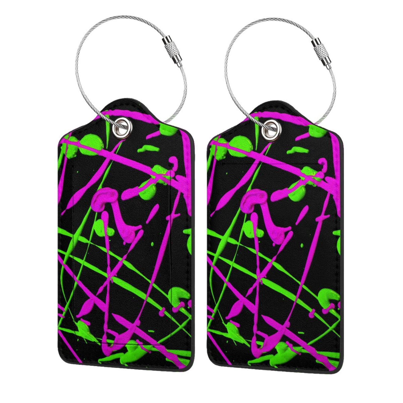 Glow in Dark Splatter Neon Luggage Tags for Suitcase PU Privacy Cover ...