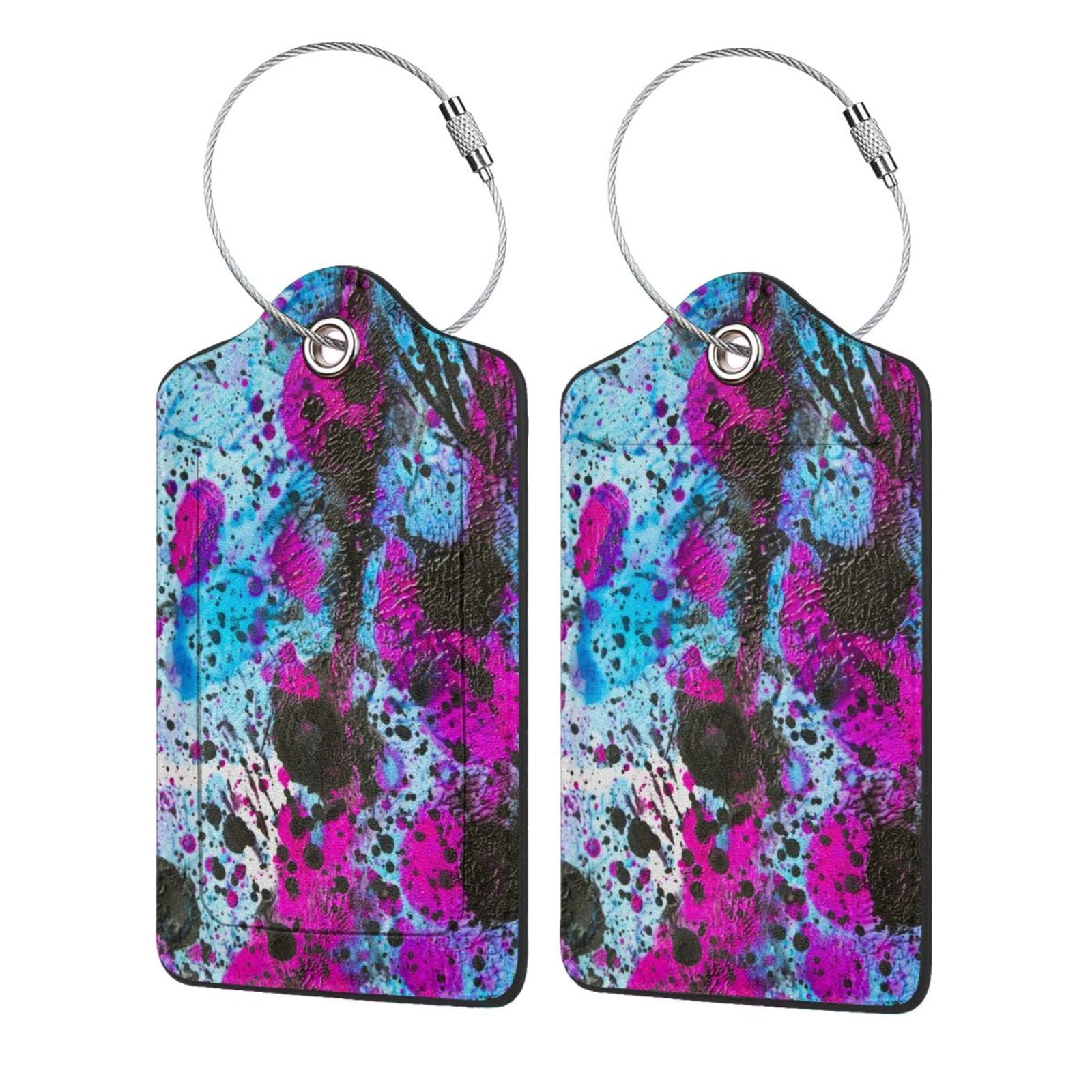 Glow in Dark Splatter Neon Luggage Tags for Suitcase PU Privacy Cover ...