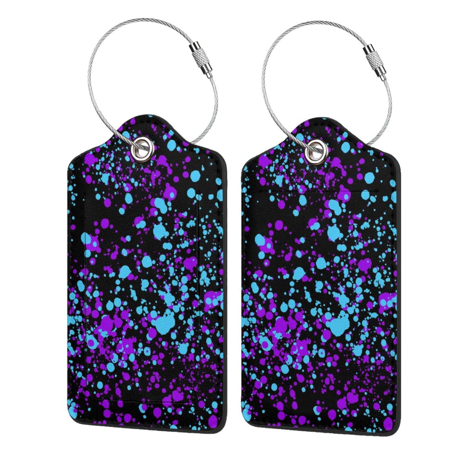 Glow in Dark Splatter Neon Luggage Tags for Suitcase PU Privacy Cover ...