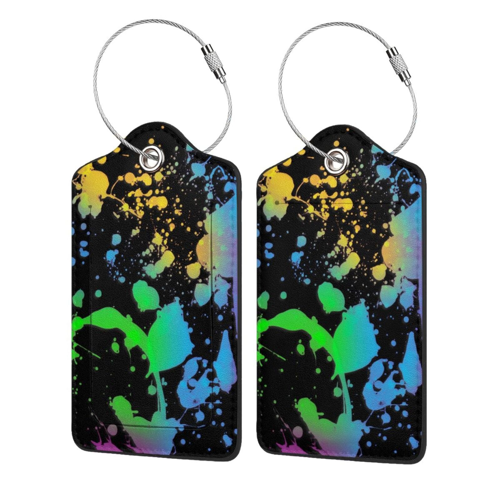 Glow in Dark Splatter Neon Luggage Tags for Suitcase PU Privacy Cover ...