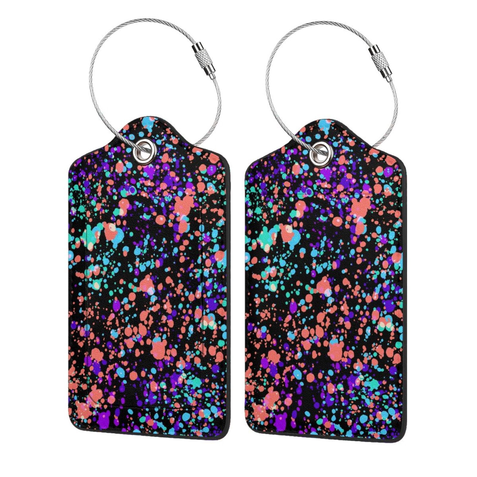 Glow in Dark Splatter Neon Luggage Tags for Suitcase PU Privacy Cover ...