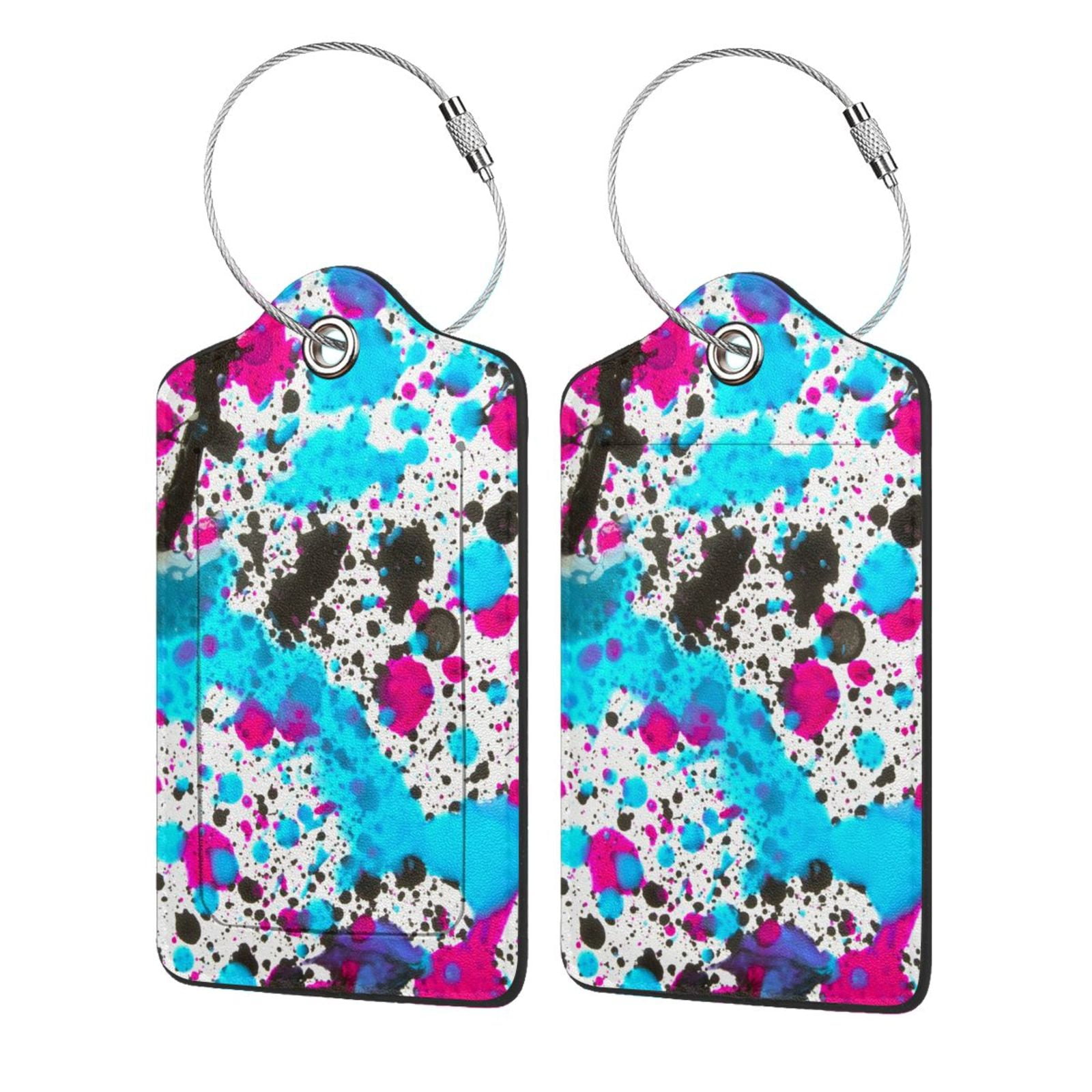 Glow in Dark Splatter Neon Luggage Tags for Suitcase PU Privacy Cover ...