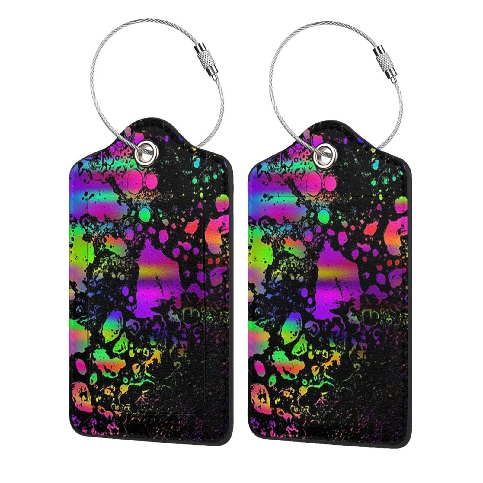 Glow in Dark Splatter Neon Luggage Tags for Suitcase Tags Identifiers ...