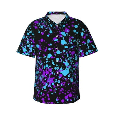 Glow in Dark Splatter Neon Mens Shirts Hawaiian Shirt Casual Button ...