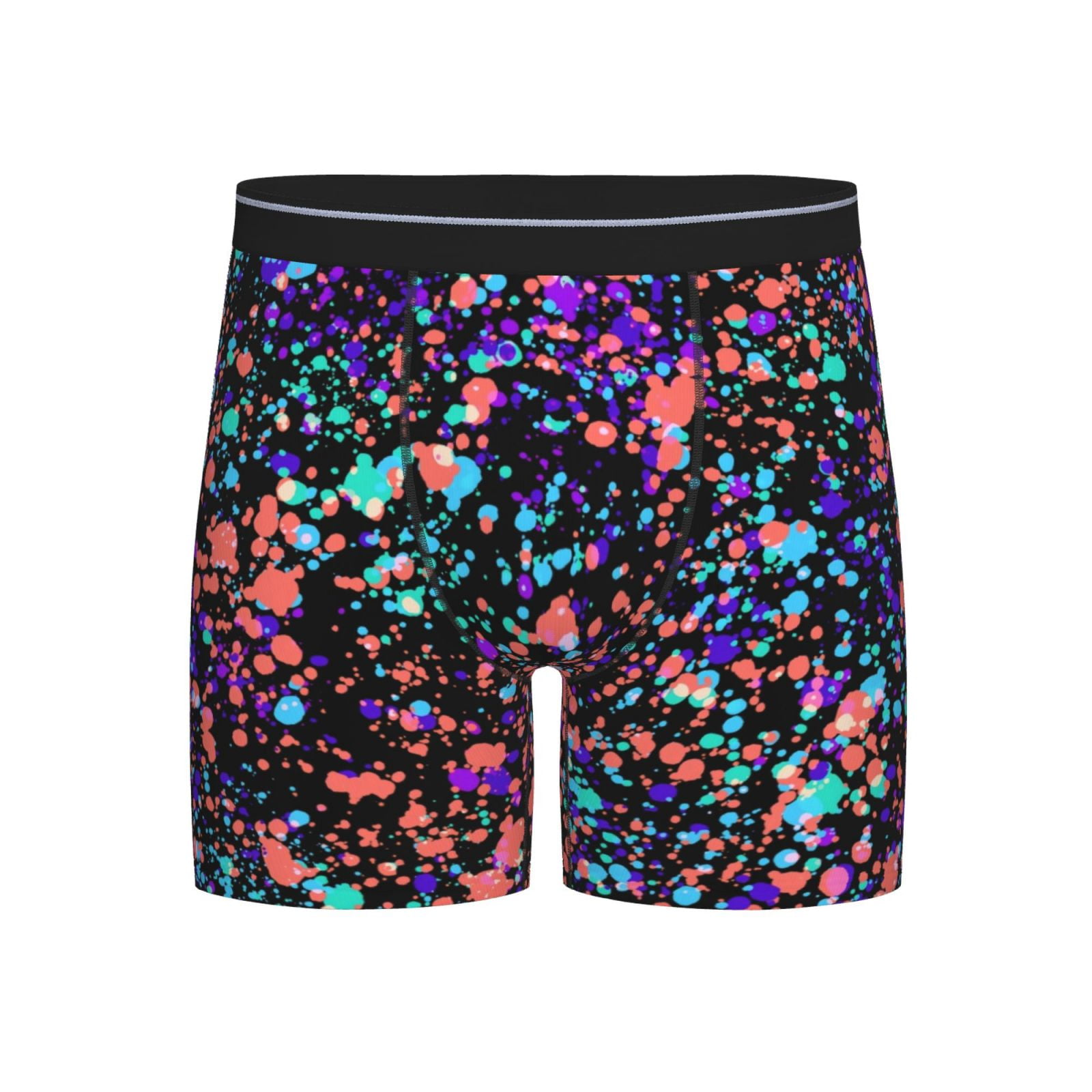 Glow in Dark Splatter Neon Mens Underwear Boxer Briefs Stretch Long Leg ...