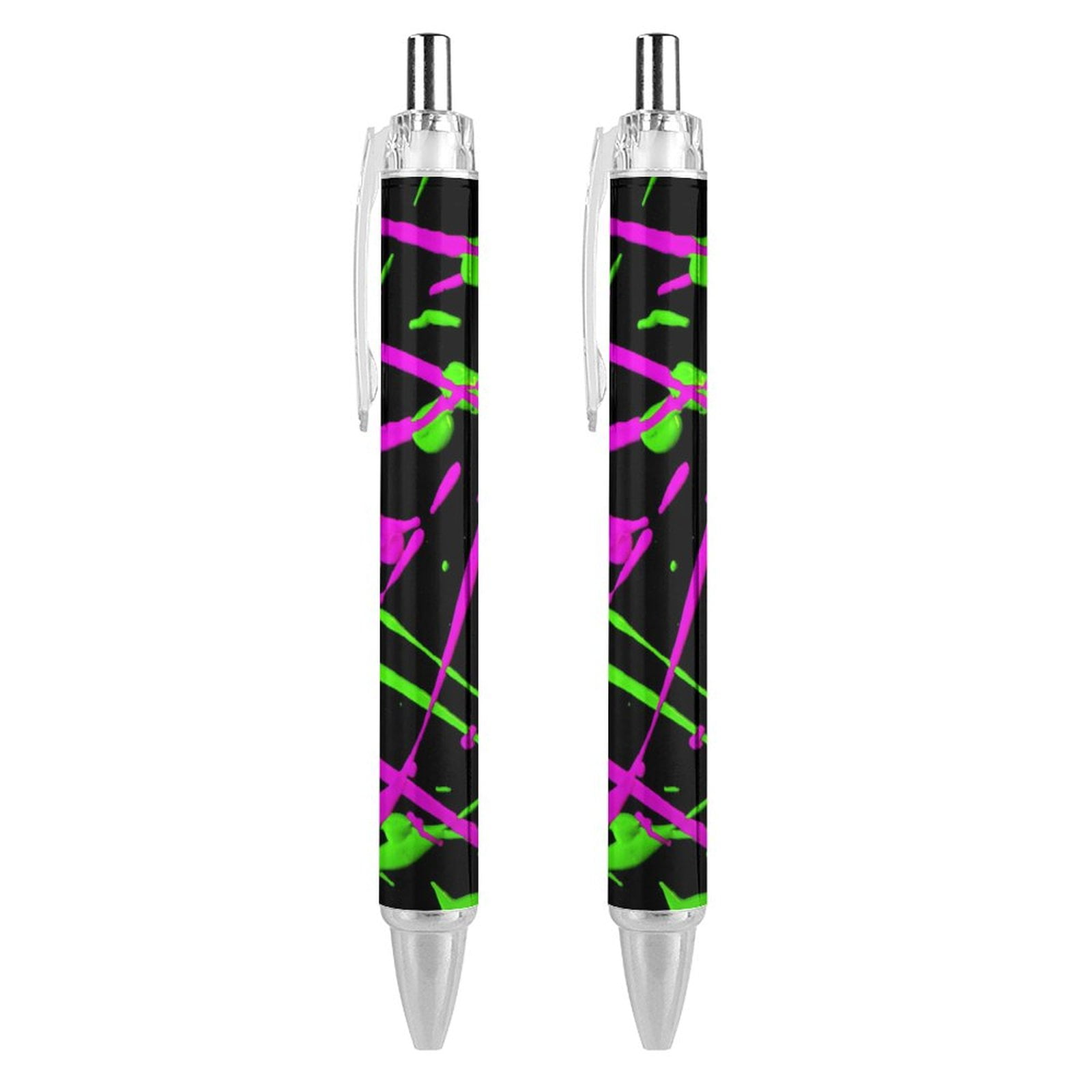 Glow in Dark Splatter Neon Retractable Ballpoint Pen Portable Black Ink ...