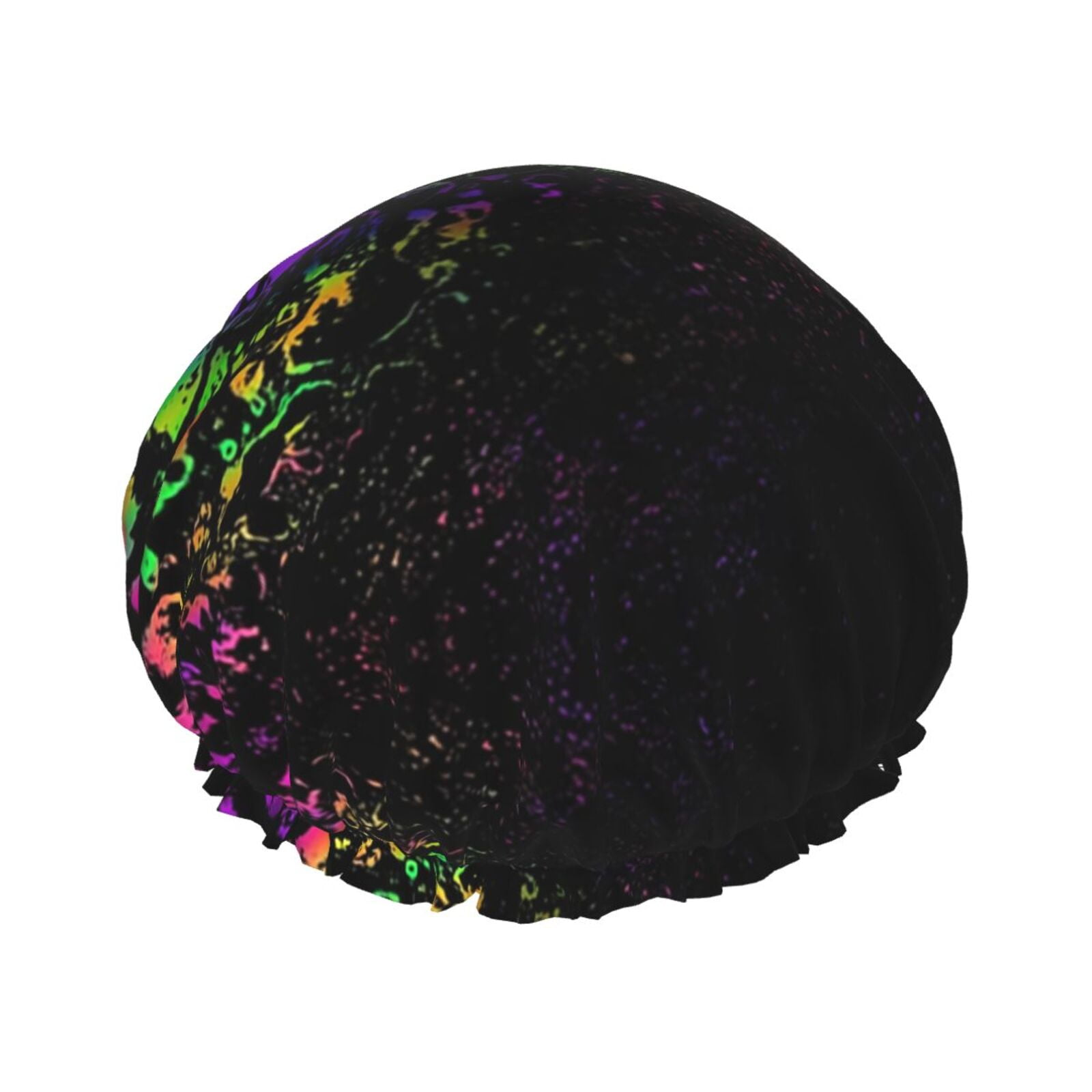 Glow in Dark Splatter Neon Shower Caps Reusable Bath Cap Double Layers ...