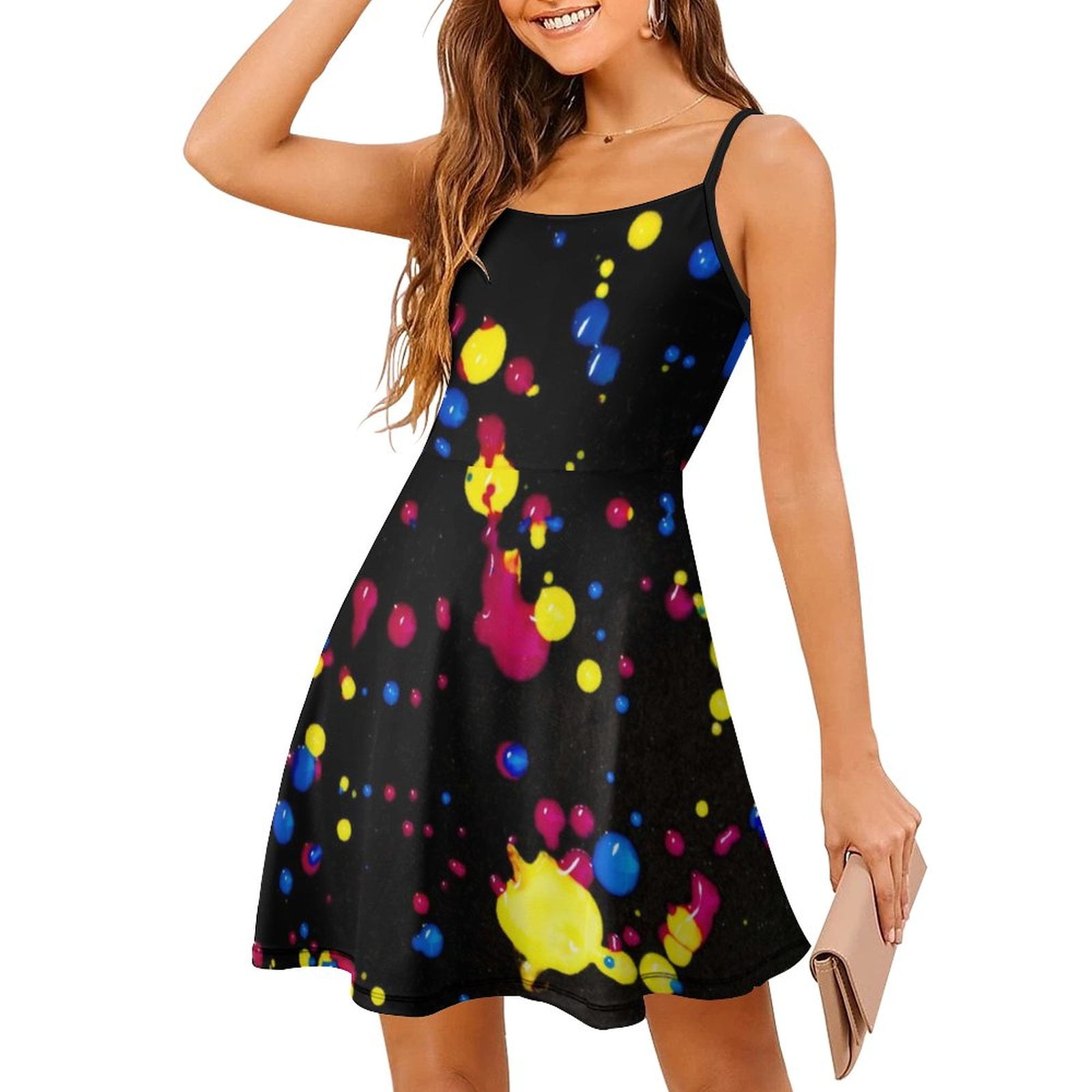 Glow in Dark Splatter Neon Sundresses for Women Sleeveless Dress ...
