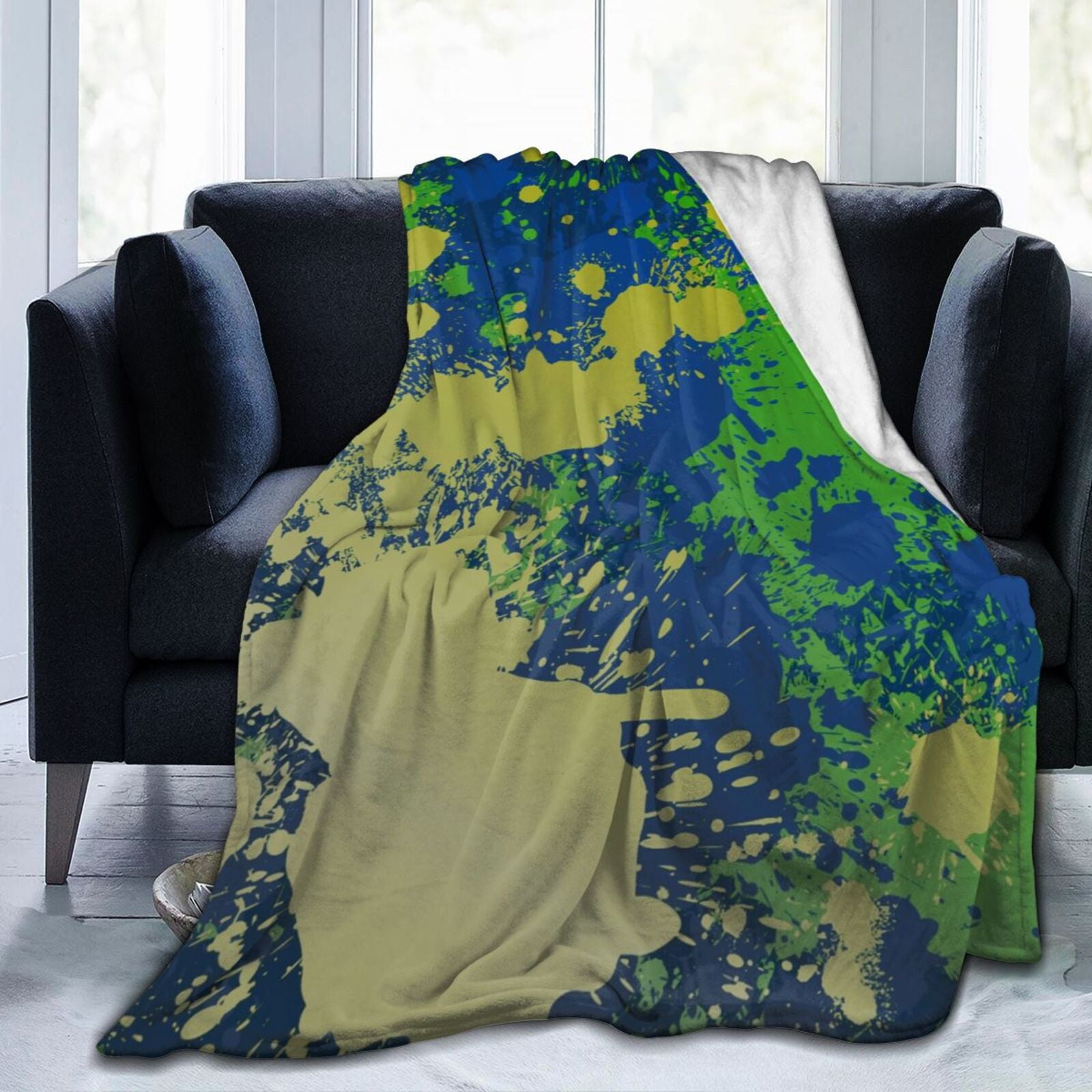 Glow in Dark Splatter Neon Throw Blanket Soft Cozy Warm Durable Fuzzy ...